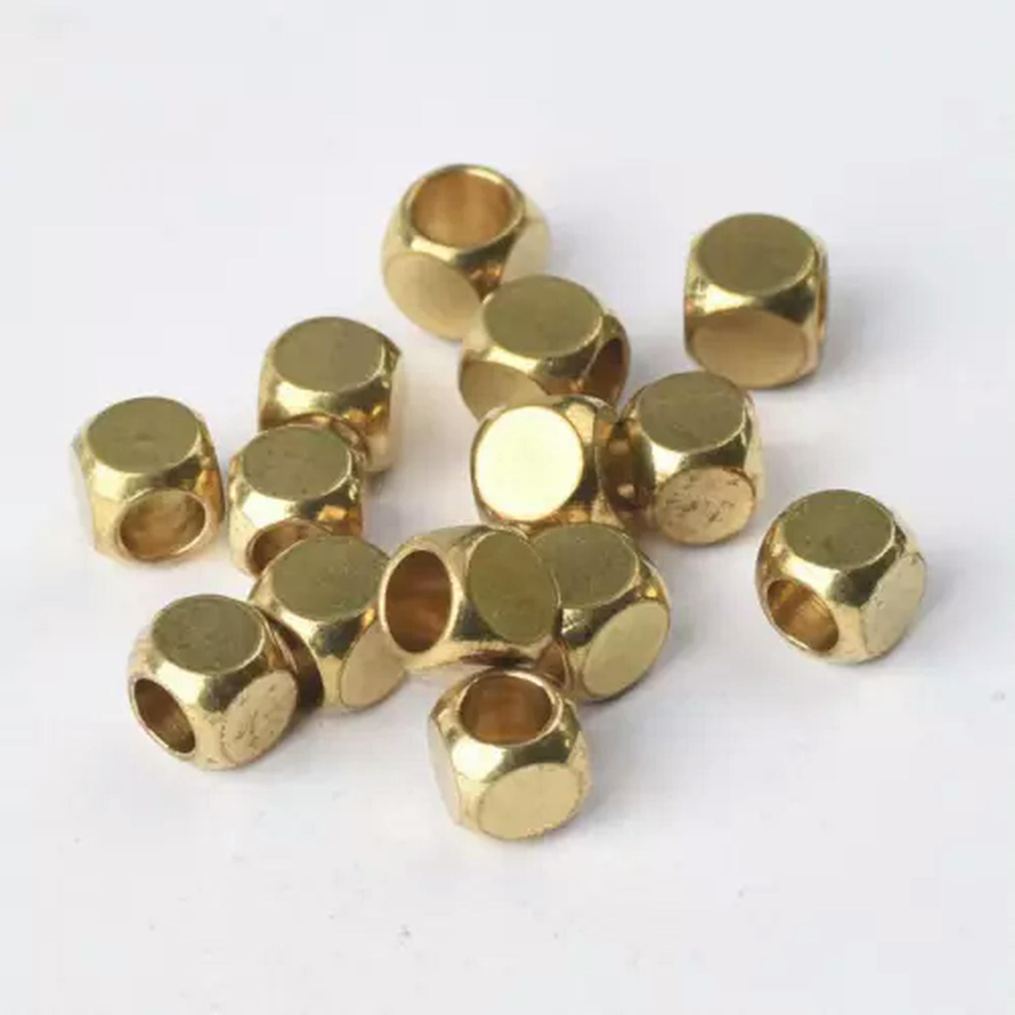 U8MO 2mm 3mm 4mm 5mm 6mm Solid Brass Cube Metal Gold Loose Spacer Beads lots DIY-6mm 30pcs ...
