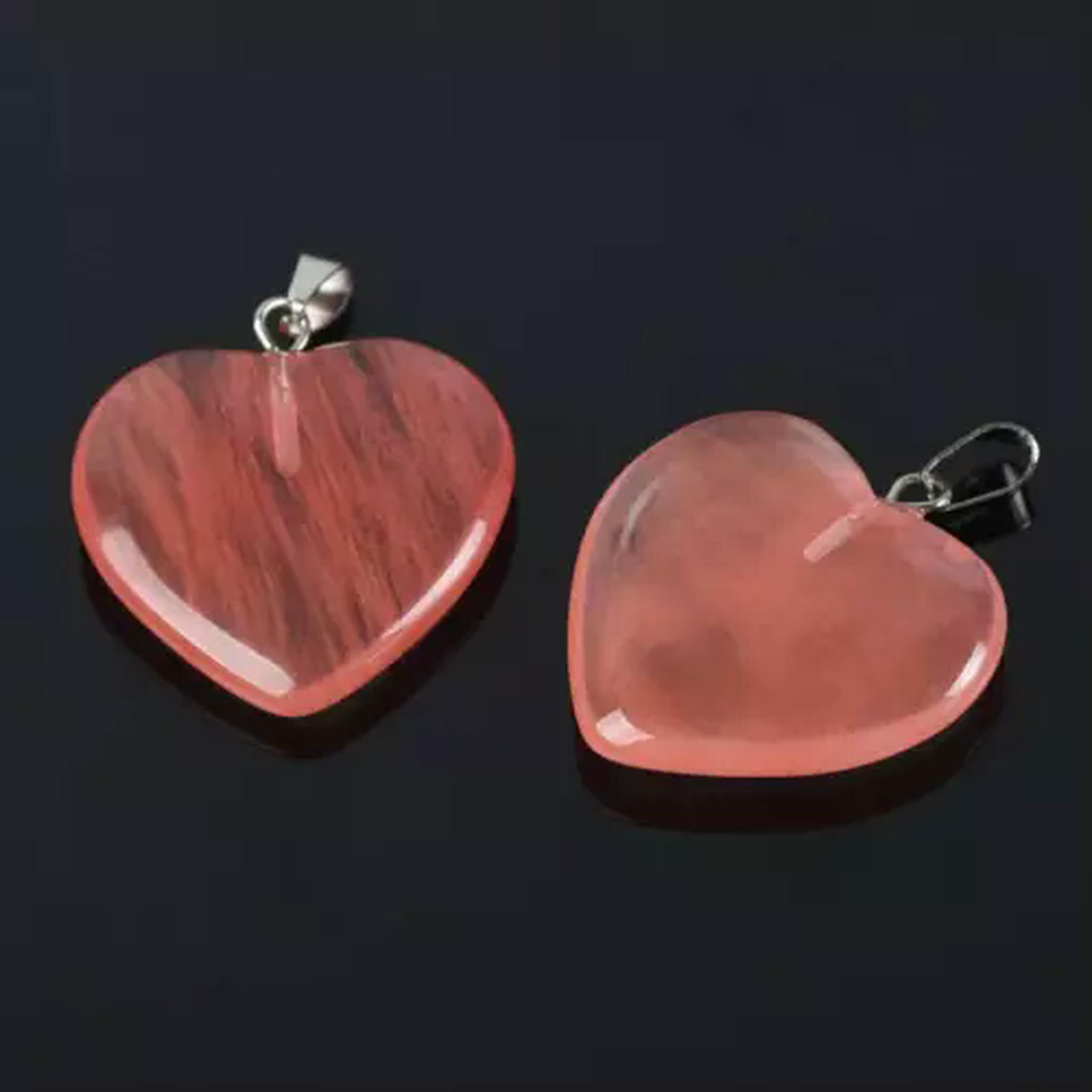 U8MO 2pcs 16mm 20mm 25mm Heart Charms Natural Stone Gemstone Crafts ...