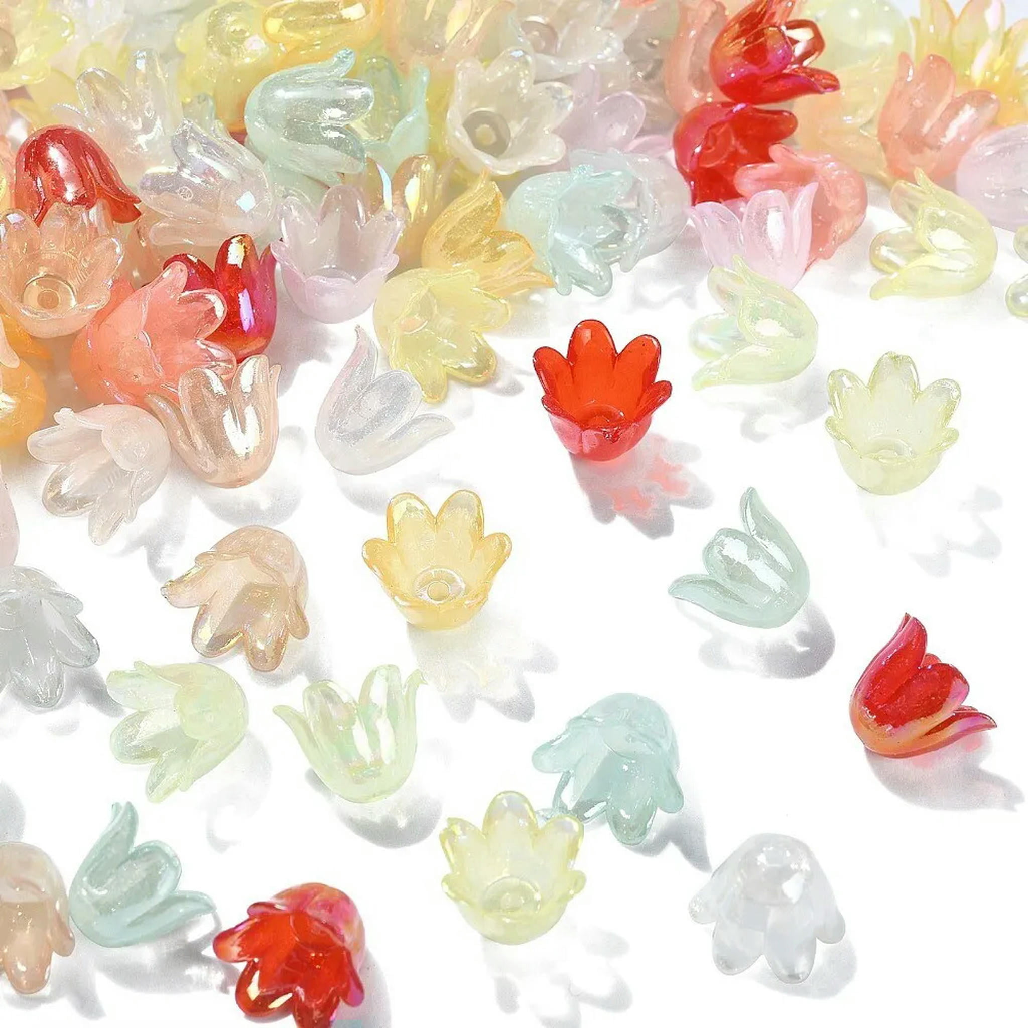 U8MO 300x Acrylic Bead End Caps Flower Loose Beads Spacer for Jewelry ...
