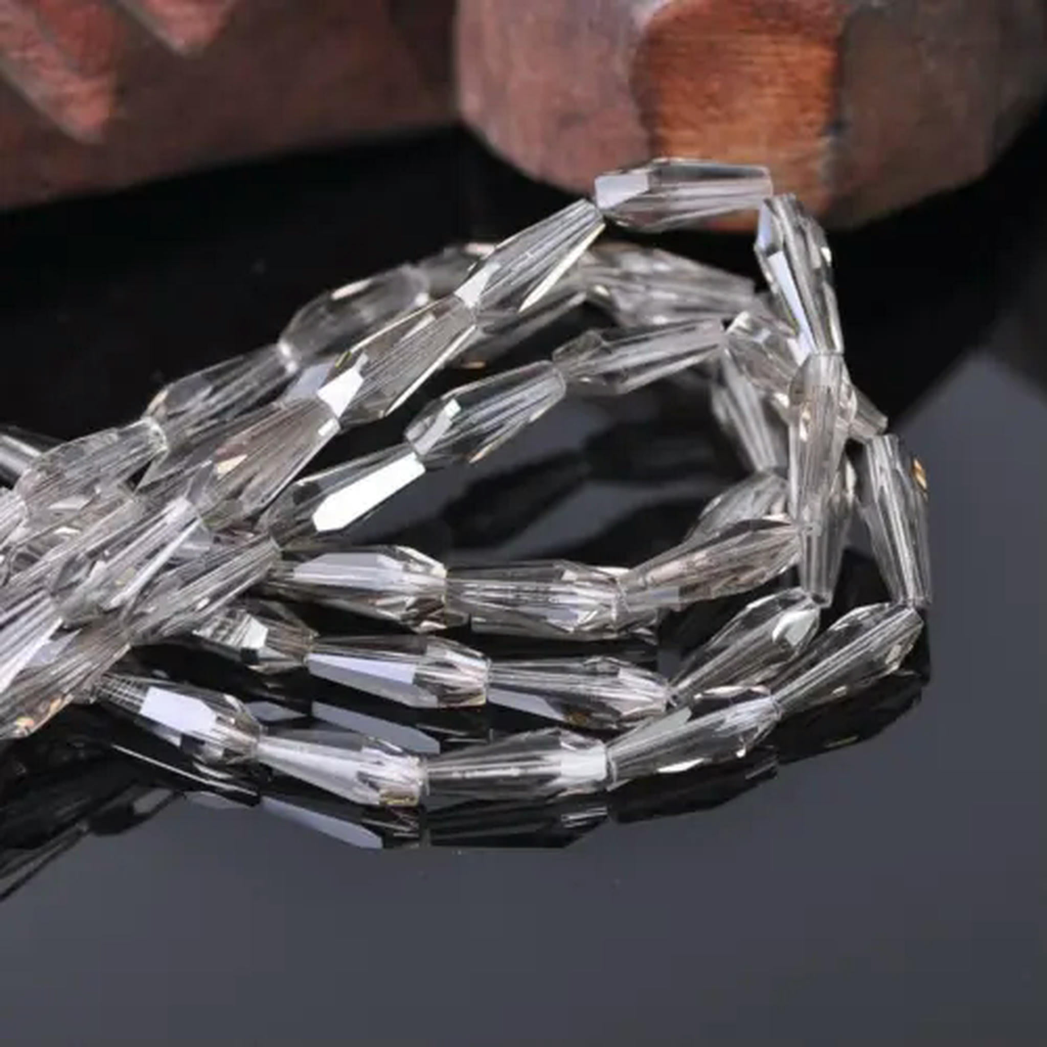 U8MO 30pcs 4mm Teardrop Faceted Cut Crystal Glass Loose Beads DIY ...