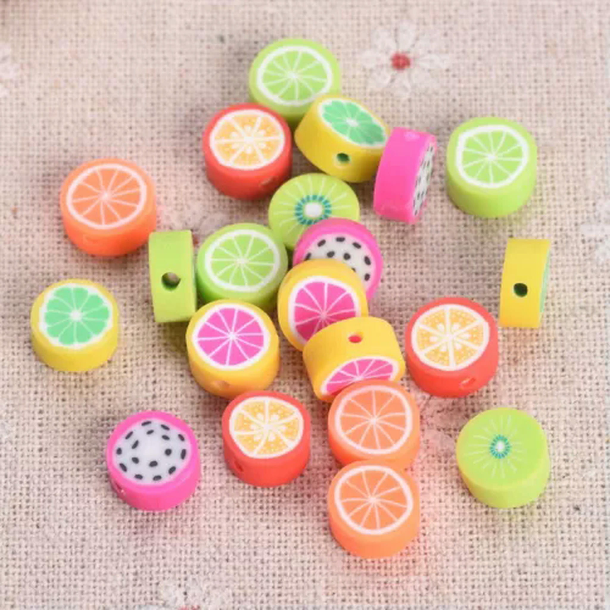 U8MO 30pcs Fruit Lemon Slice Chips 10mm Flat Round Handmade Polymer ...