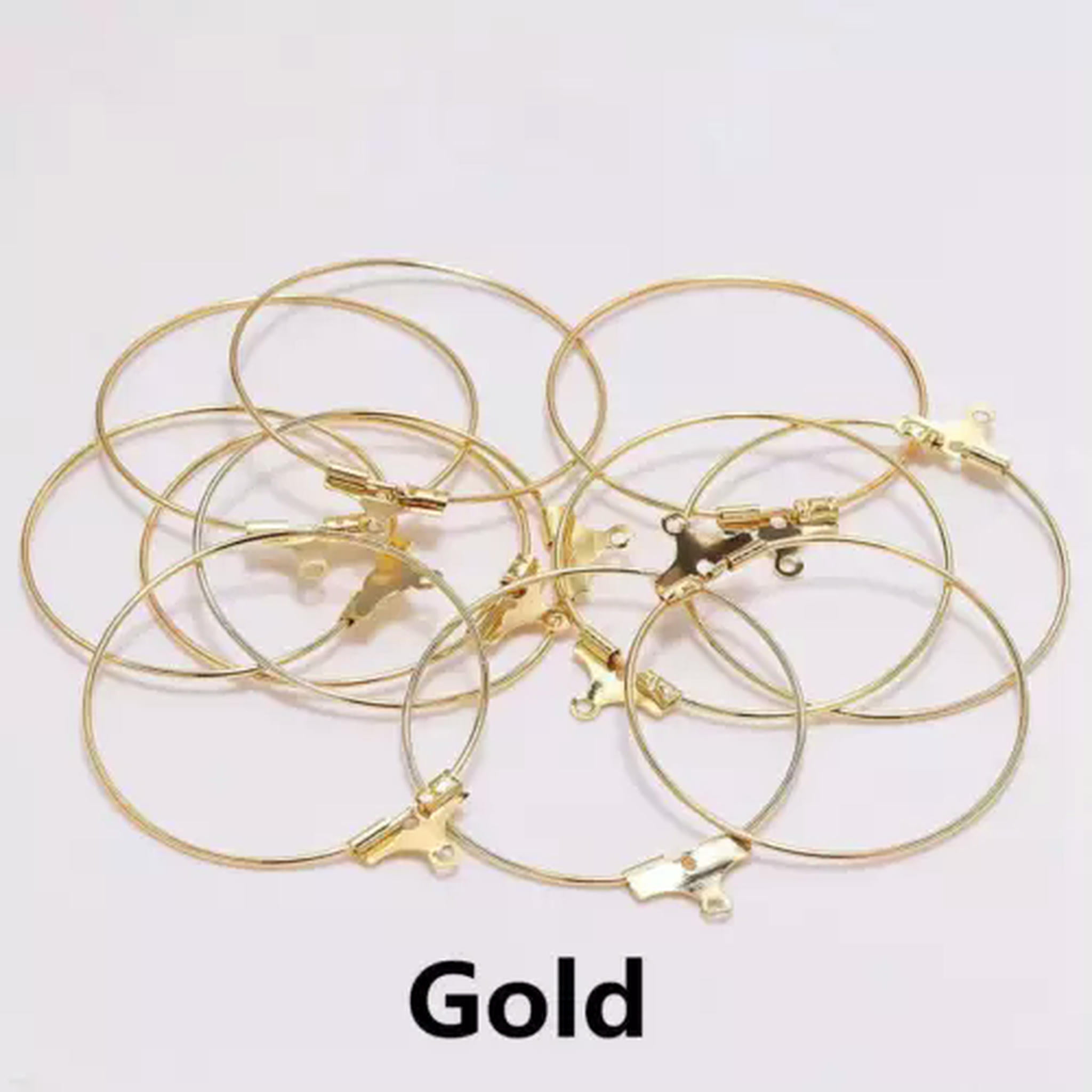 U8MO 30pcs Metal 25mm~40mm Earwire Circle Loop Hoops Drop Dangle ...