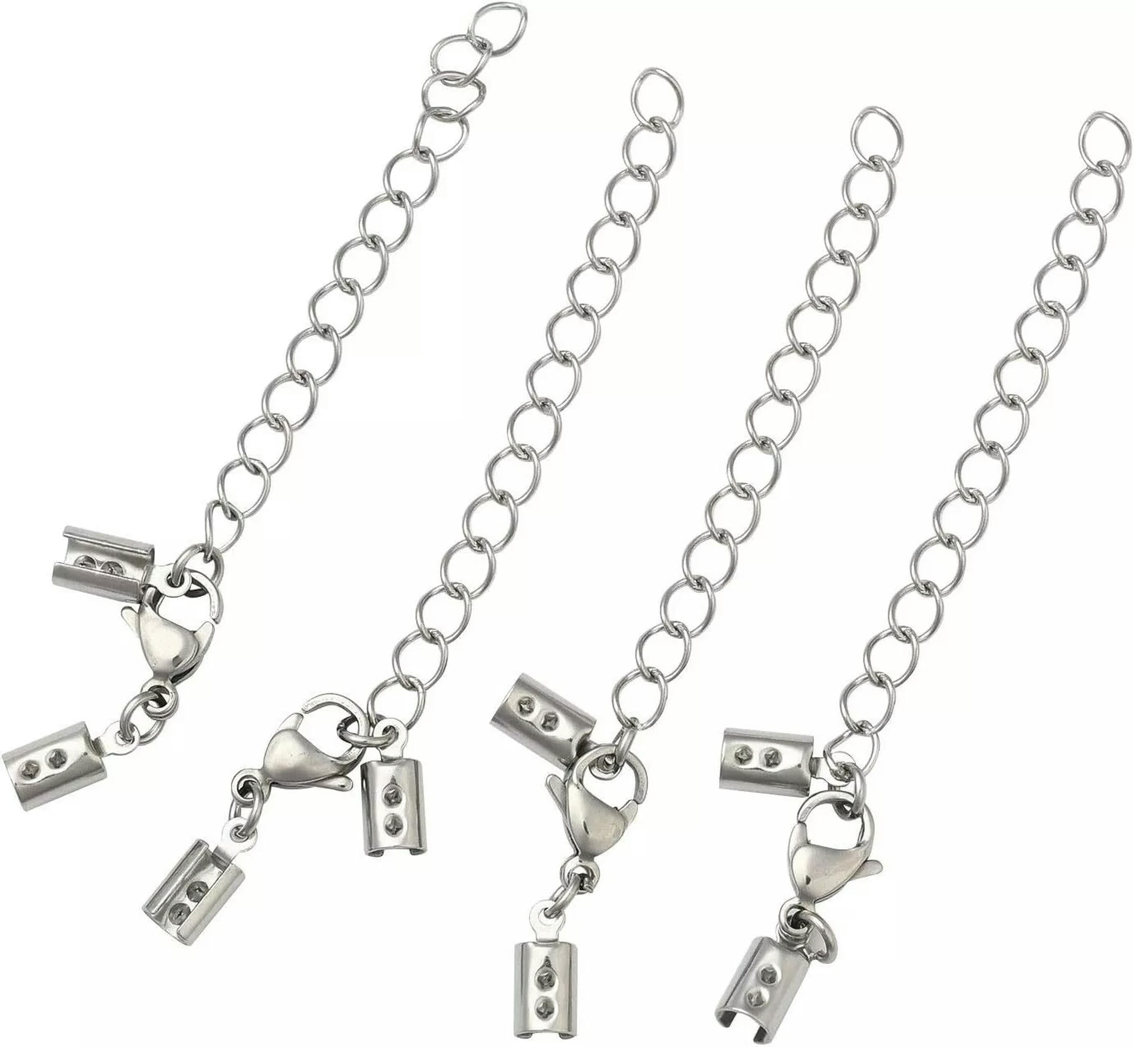 U8MO 30x Chain Extender Cord Ends Crimp Clasp Lobster Clasps for ...
