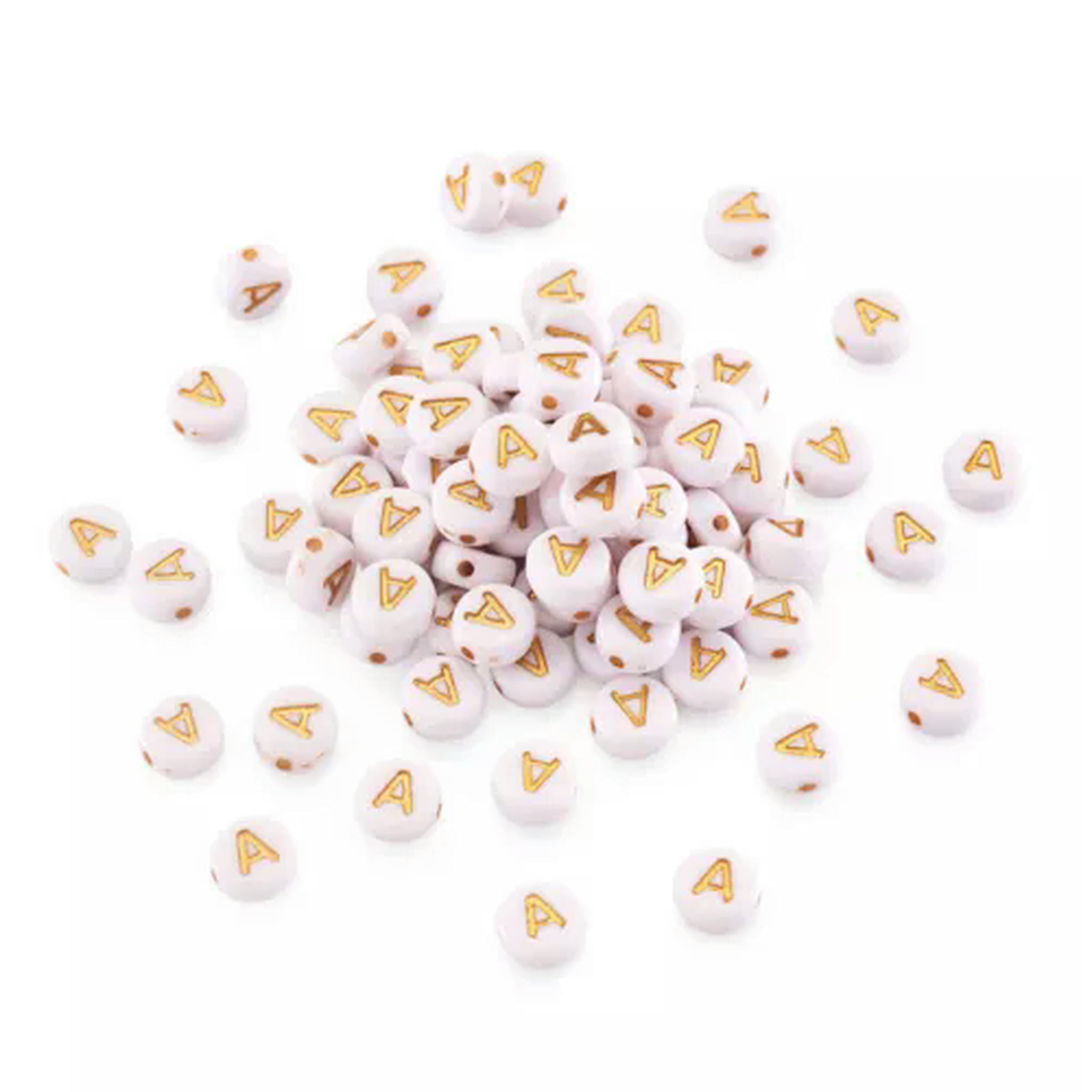 U8MO 360pcs/50g 7mm White Letter A~Z Plating Acrylic Beads Flat Round ...