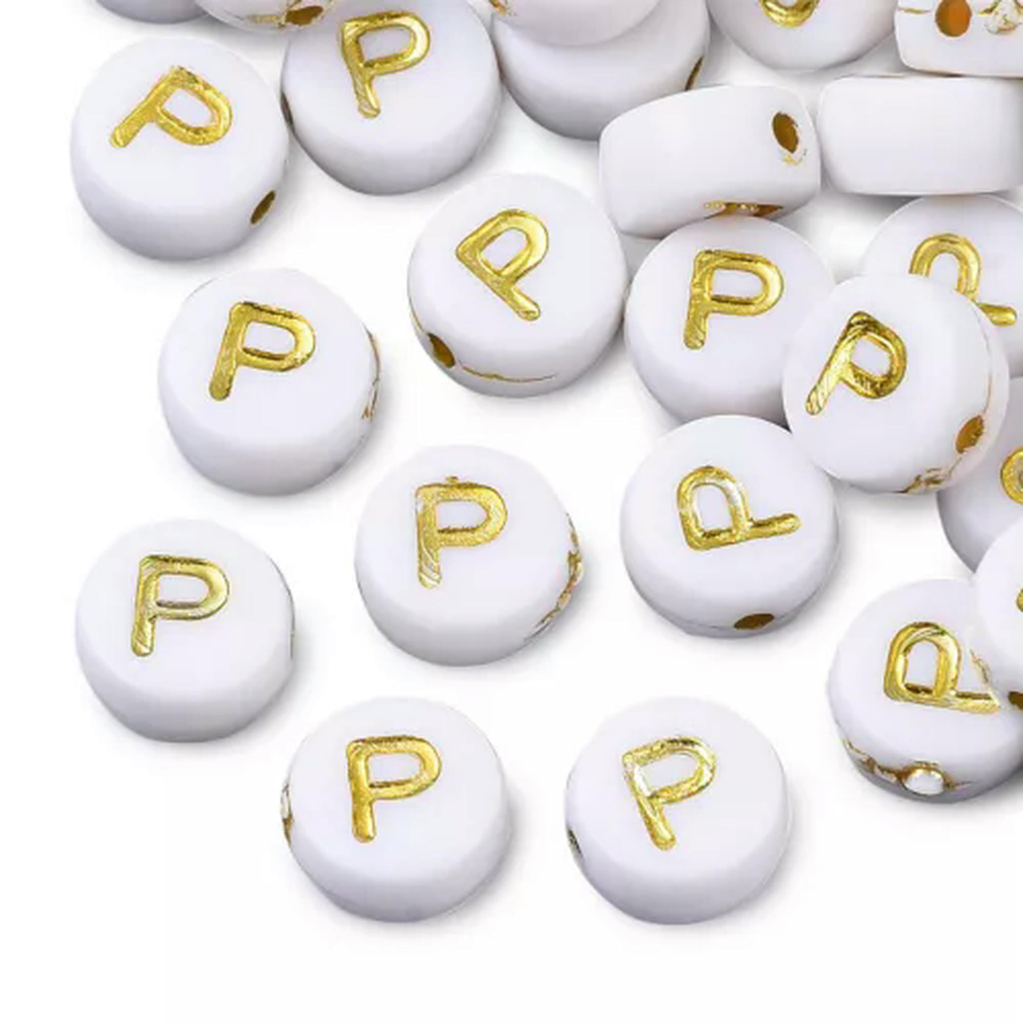 U8MO 360pcs/50g 7mm White Letter A~Z Plating Acrylic Beads Flat Round ...