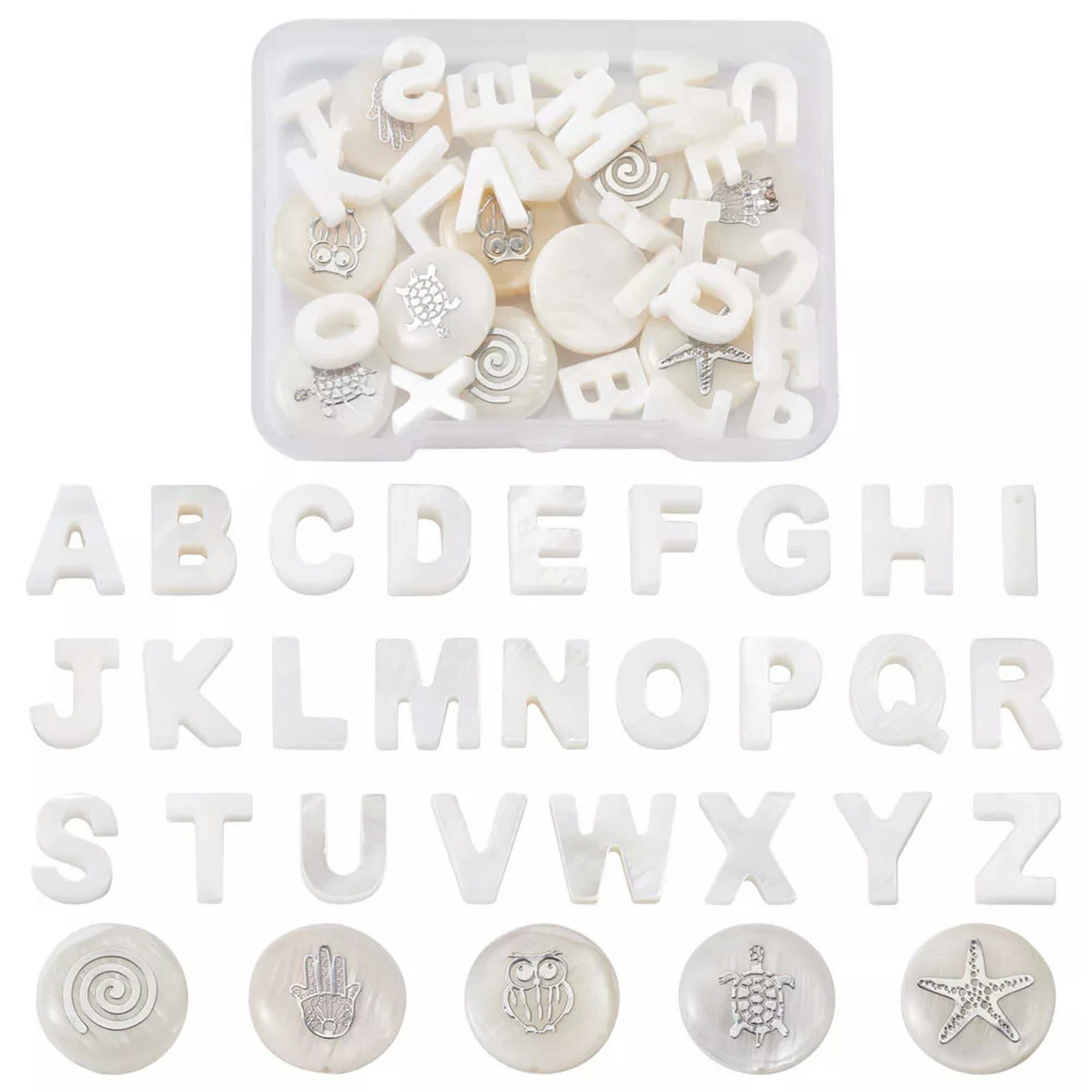 U8MO 36pcs Letter A~Z Natural Freshwater Shell Alphabet Beads Flat ...