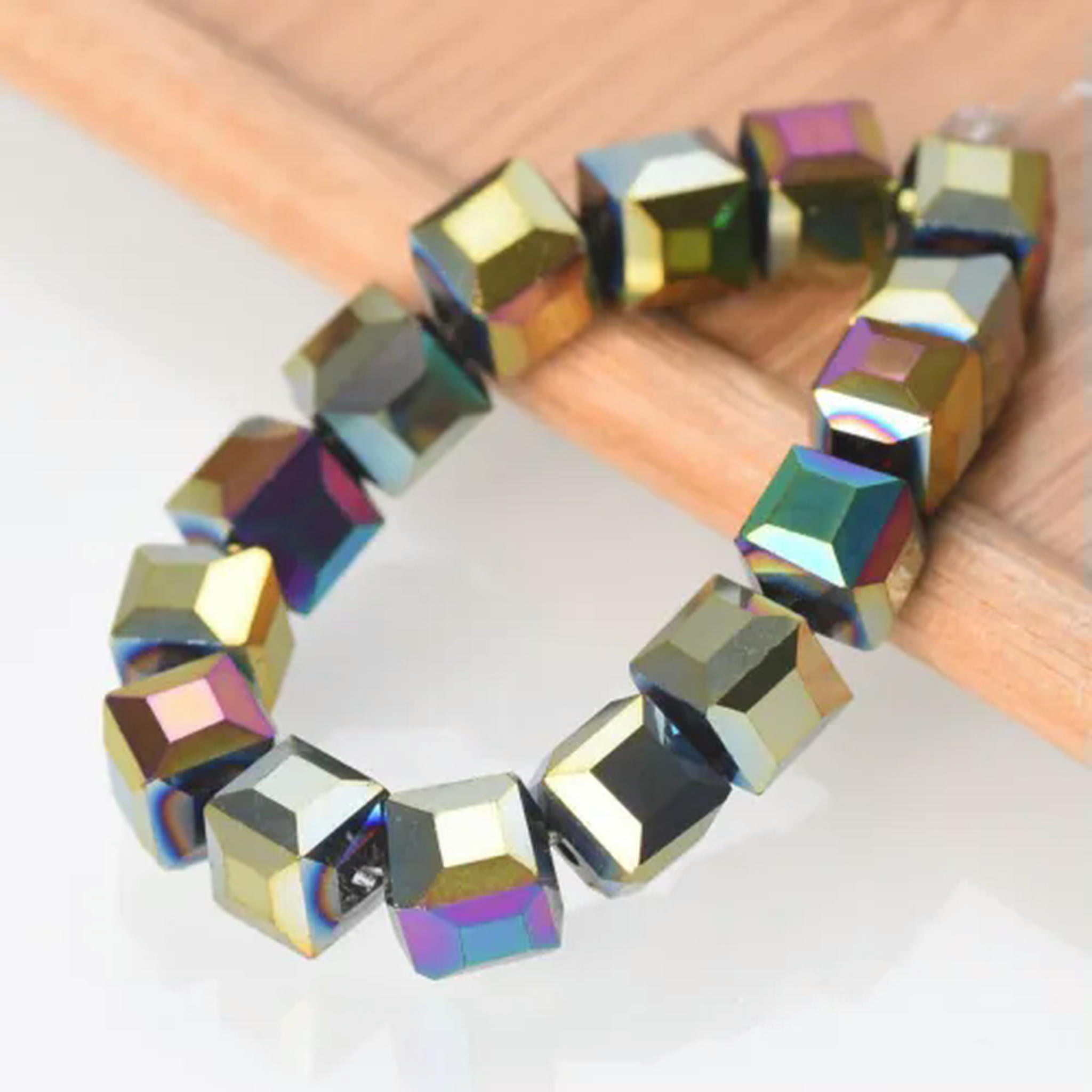 U8MO 3mm 4mm 6mm 8mm 10mm Cube Faceted Crystal Glass Loose Craft Beads ...