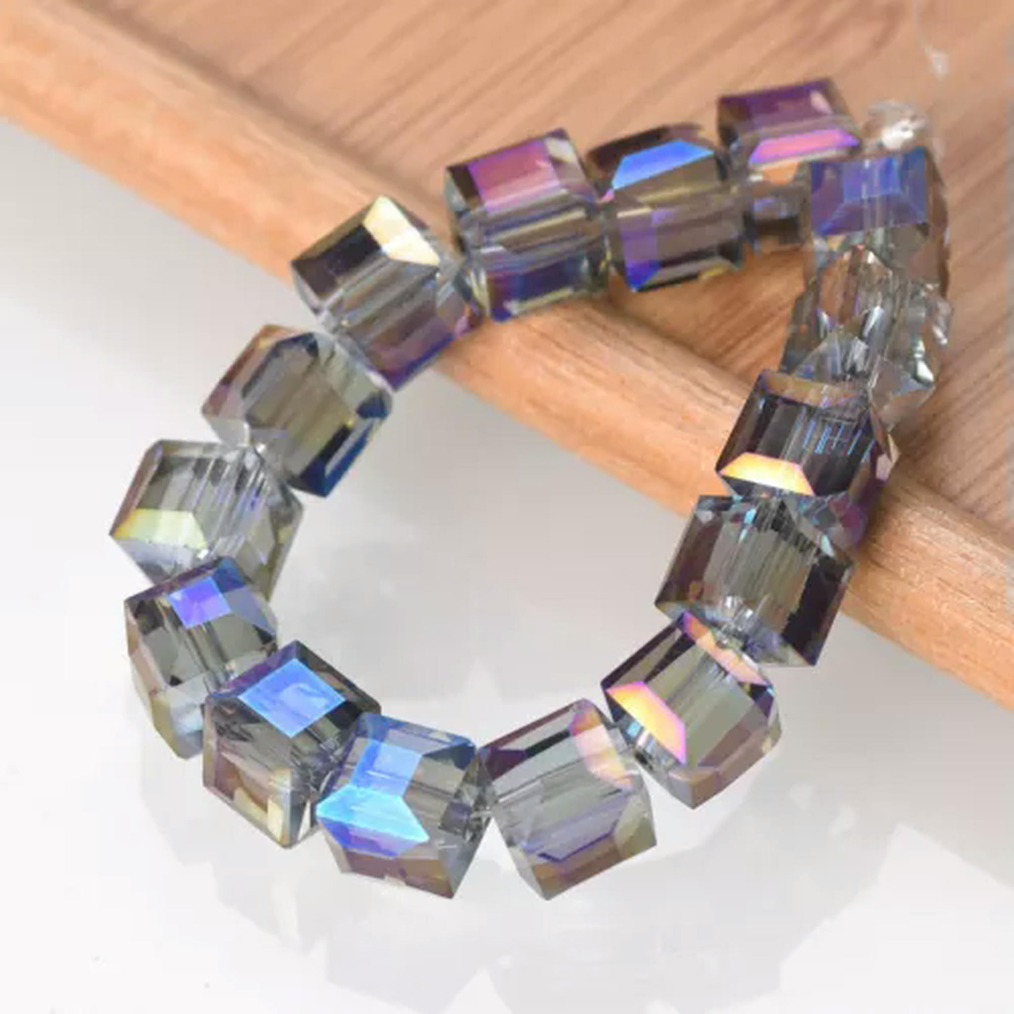 U8MO 3mm 4mm 6mm 8mm 10mm Cube Faceted Crystal Glass Loose Craft Beads ...