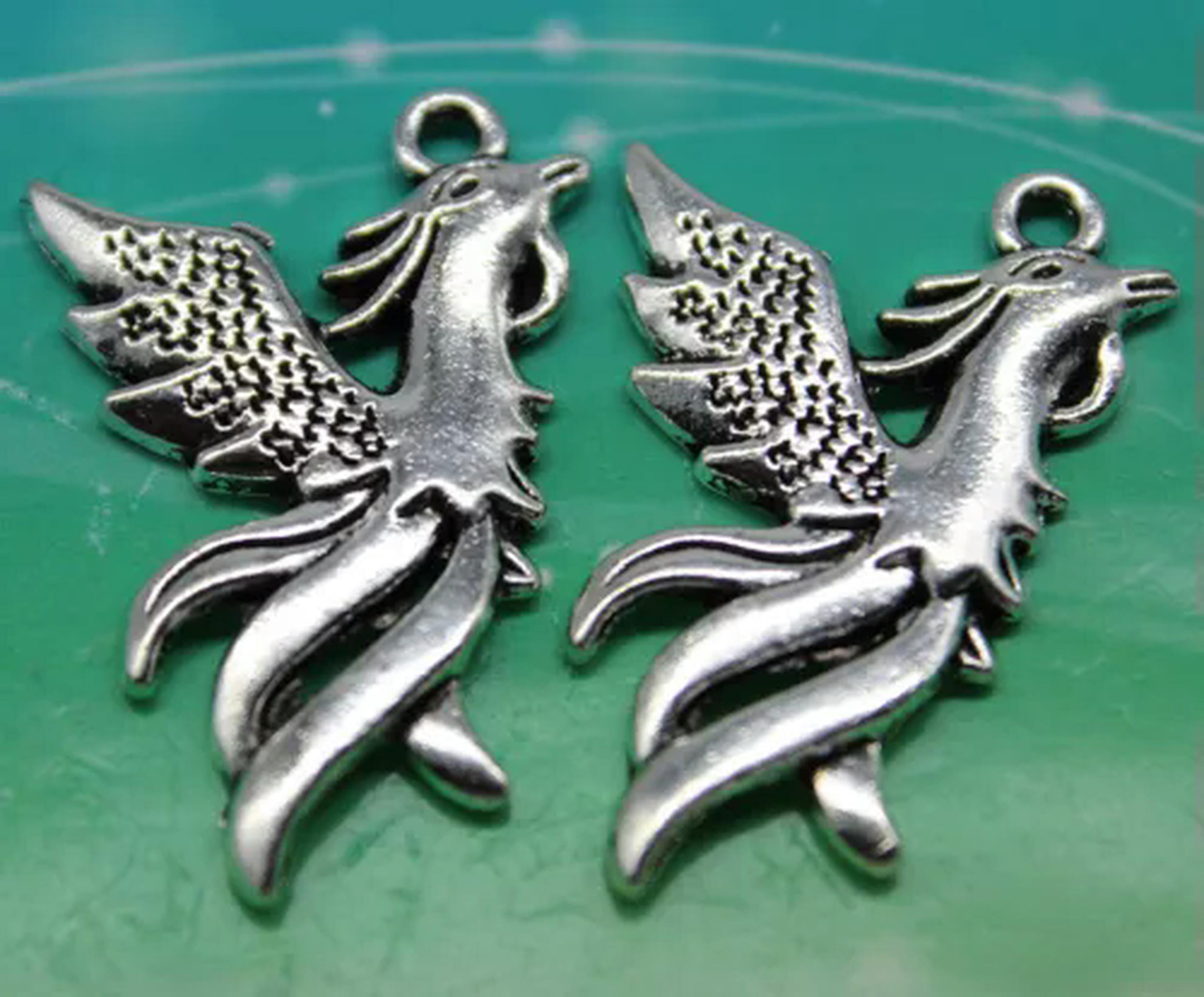 U8MO 4/10/30/50pc retro style Fire phoenix alloy charm pendants DIY ...