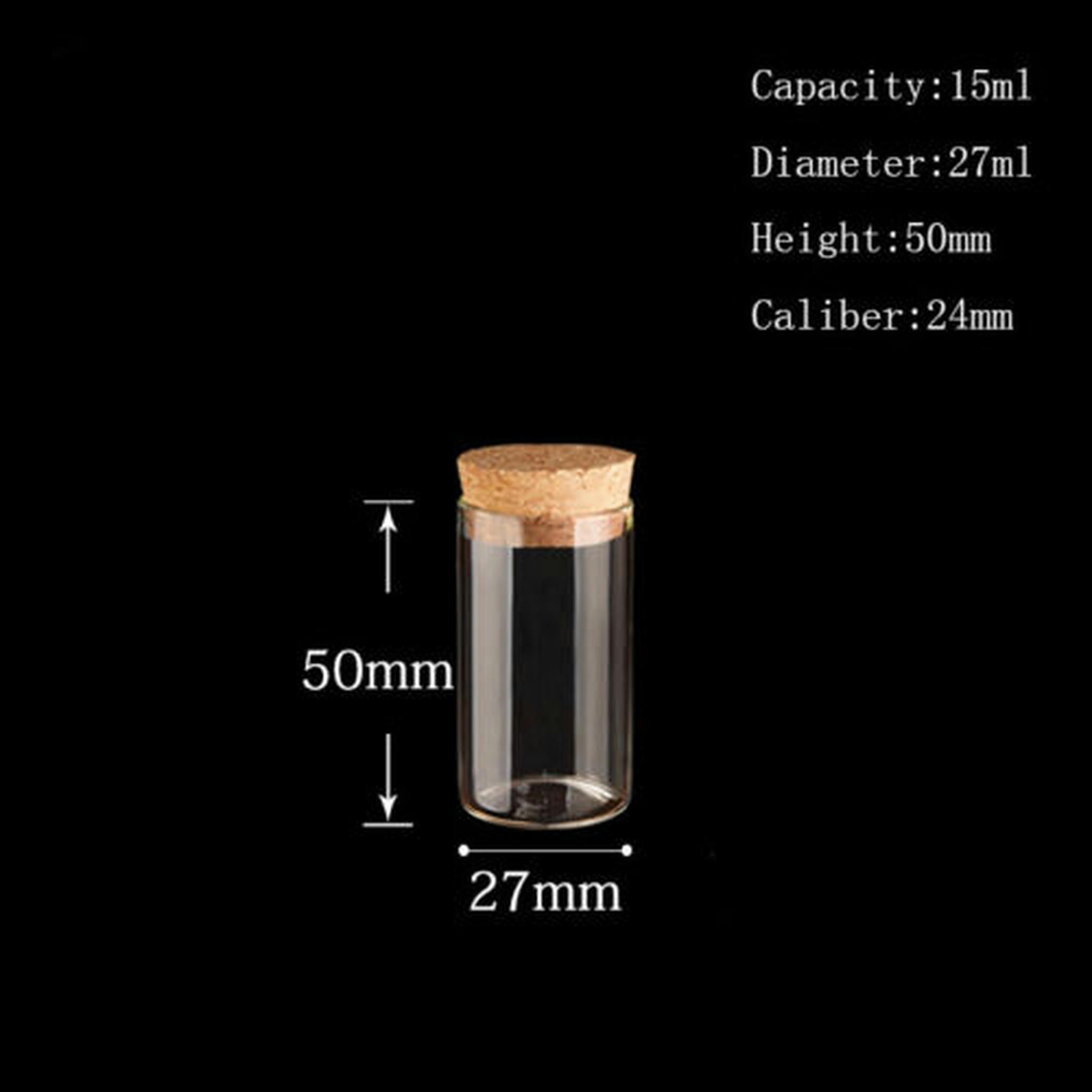 U8MO 4~120ml Cork Stopper Glass Vial Jars Transparent Bung Test Tube ...