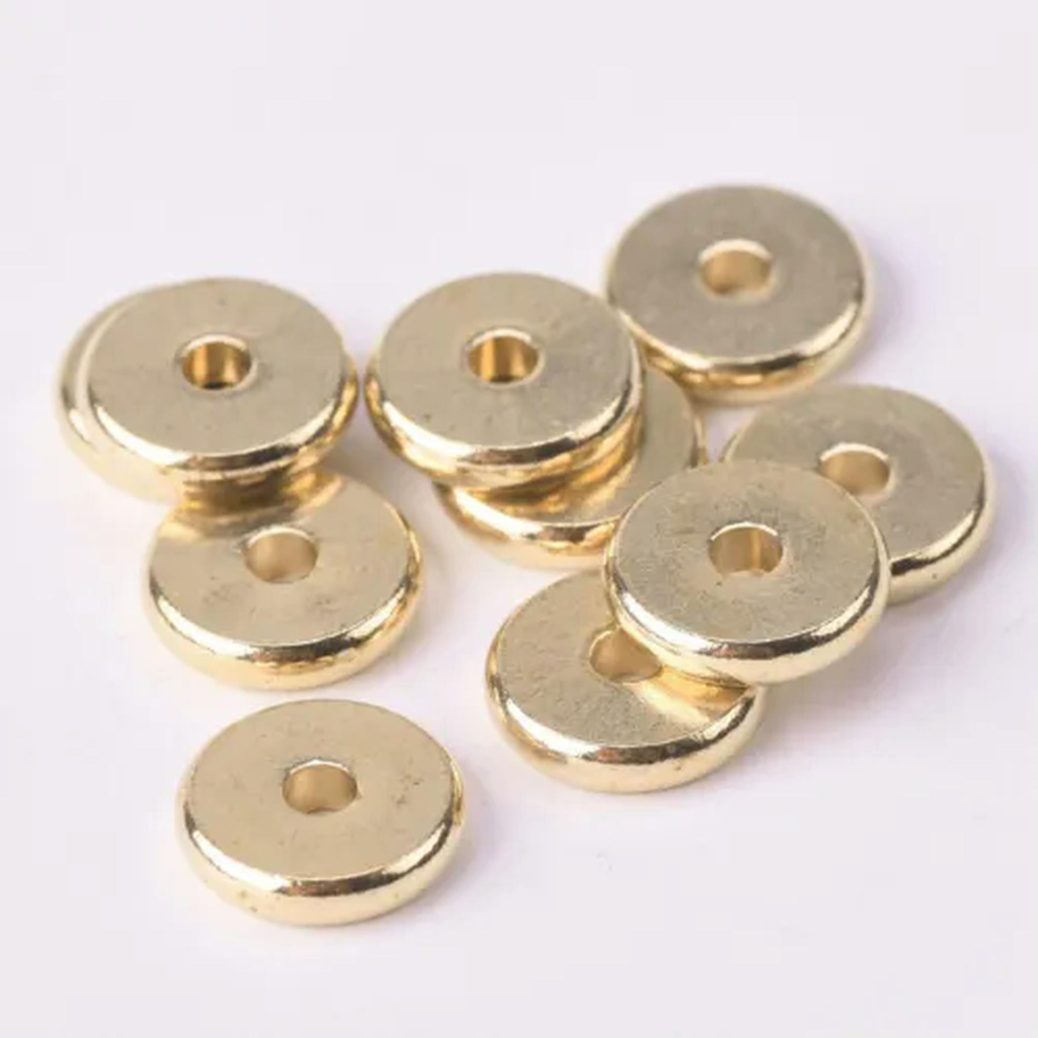 U8MO 4/5/6/7/8/10/12mm Solid Brass Gold/Rose Gold Flat Round Coin Shape ...