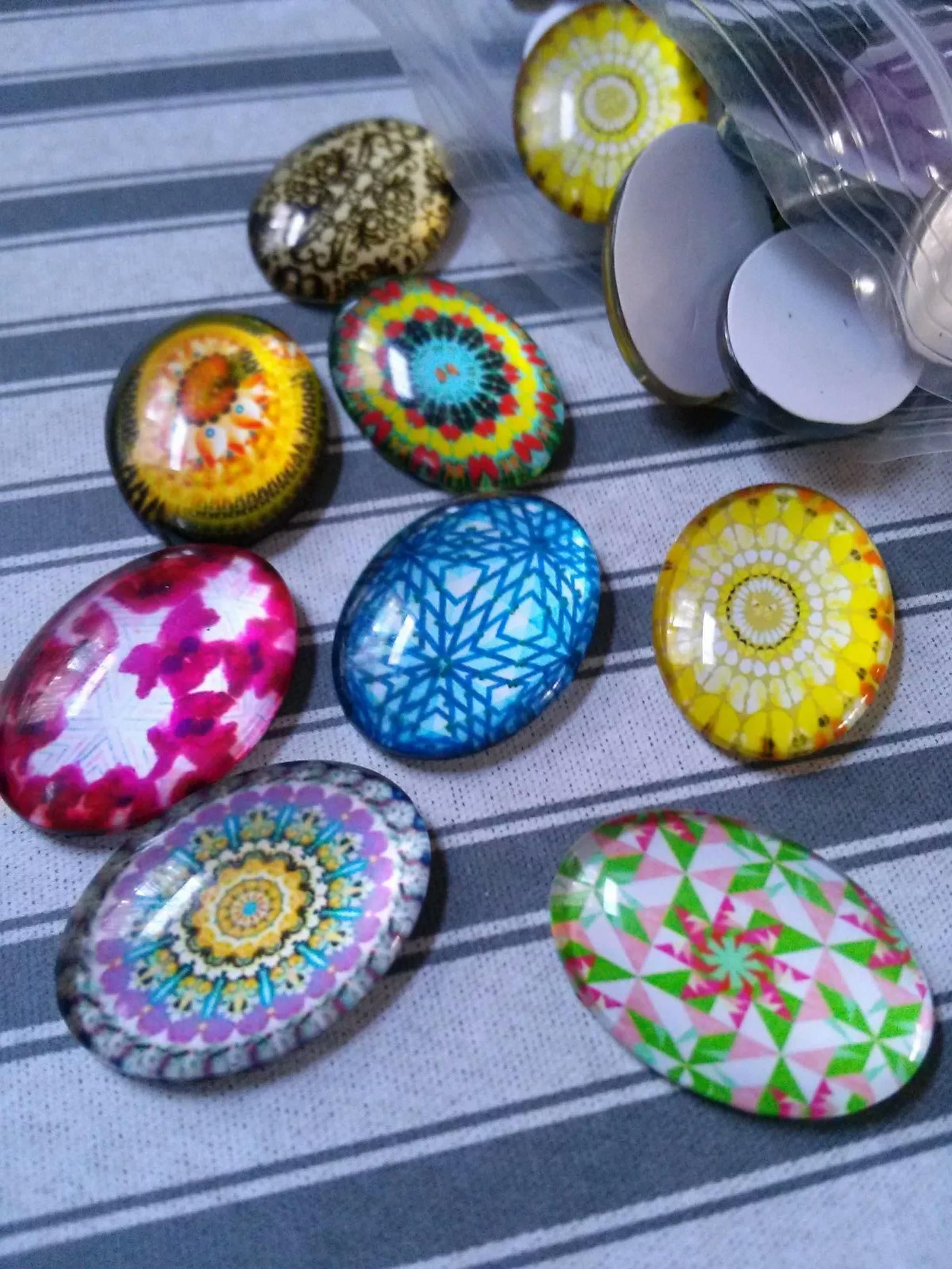 U8MO 4 Glass Cabochons Oval 25x18 Assorted Lot Oval Flat Backs Flatbacks - Walmart.com