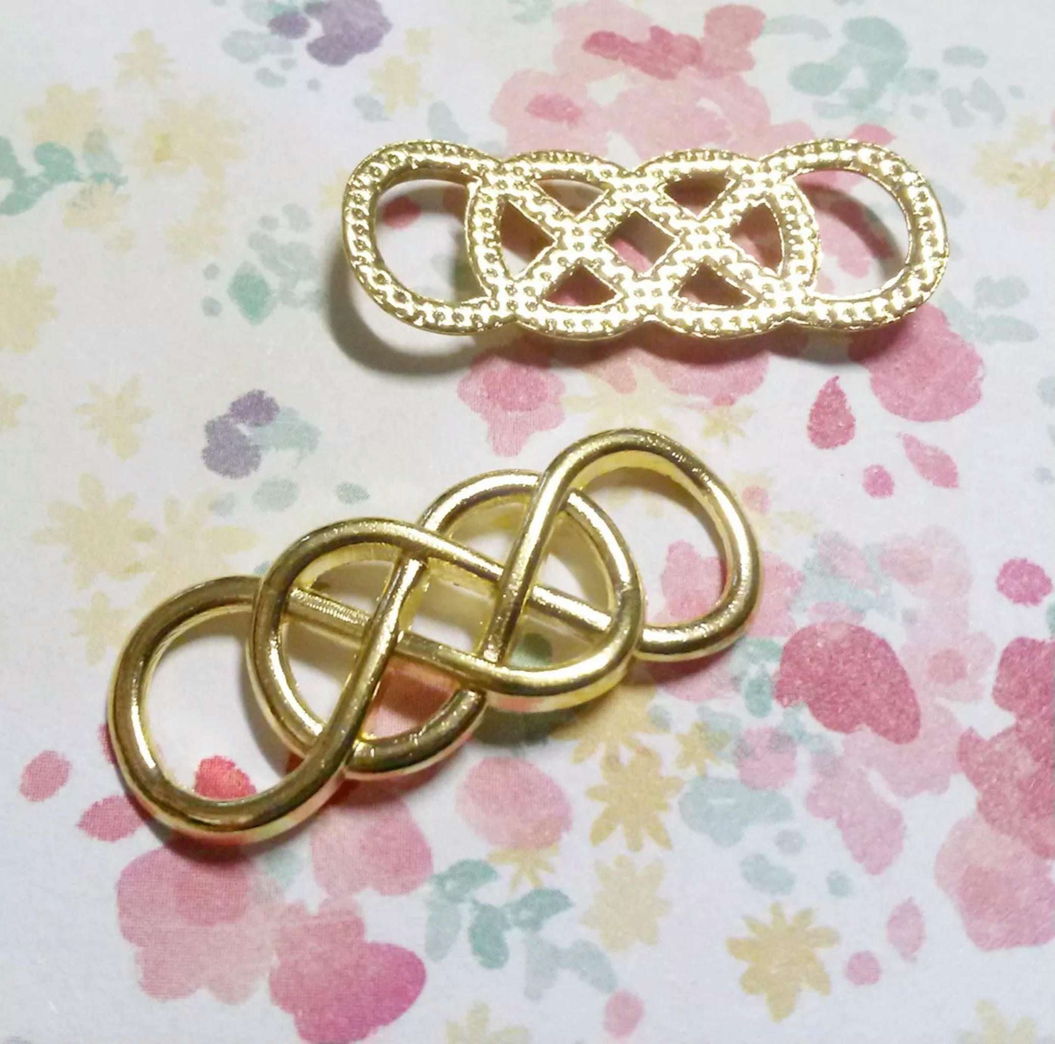 U8MO 4 Infinity Pendants Shiny Gold Loop Charms Connectors Links Double ...