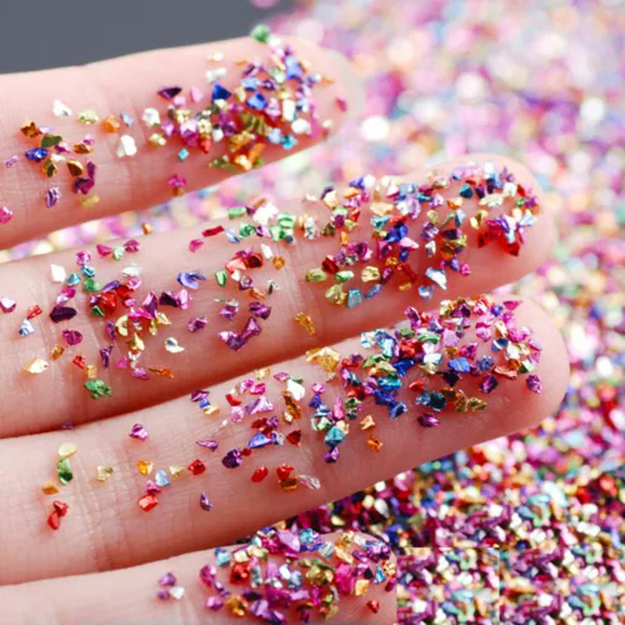 U8MO 45 Gram Glass Crushed Chips Powder Irregular Shape Nail Art Tips ...