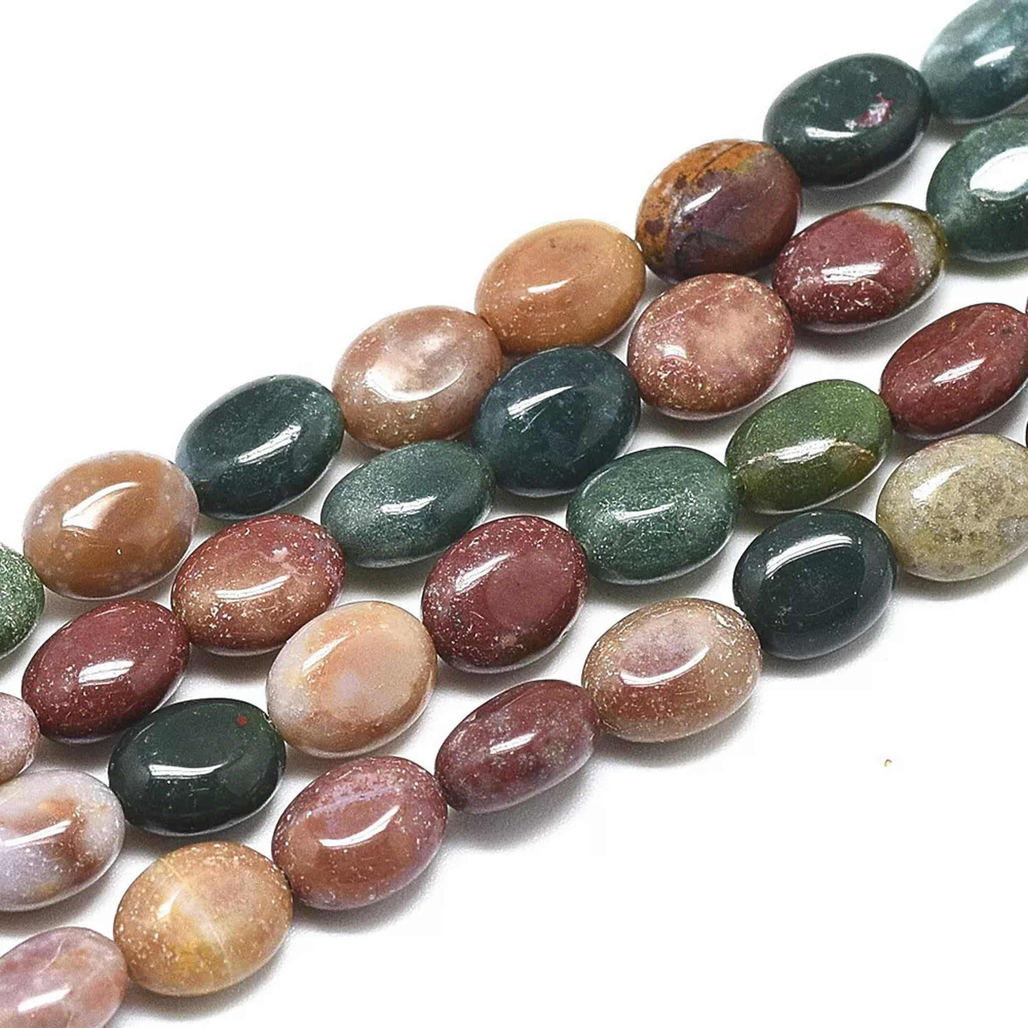 U8MO 49~50pc/Strd Oval Natural Indian Agate Beads Smooth Gems Loose ...