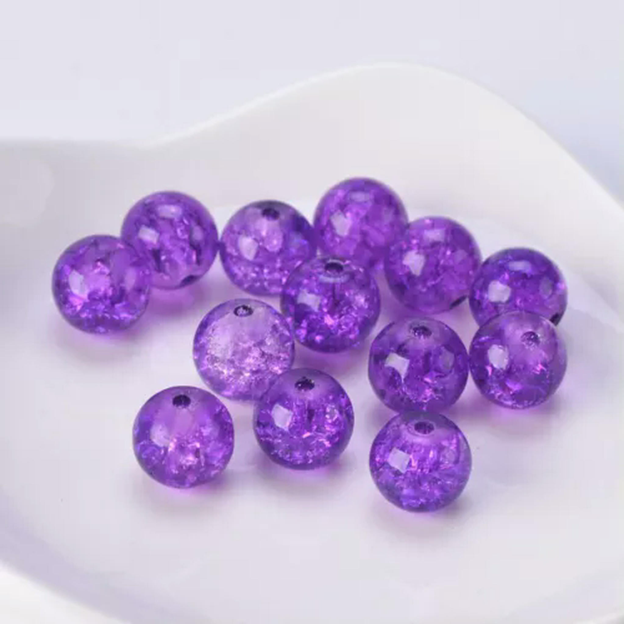 U8MO 4mm 6mm 8mm 10mm Round Crackle Crystal Glass Loose Crafts Beads ...