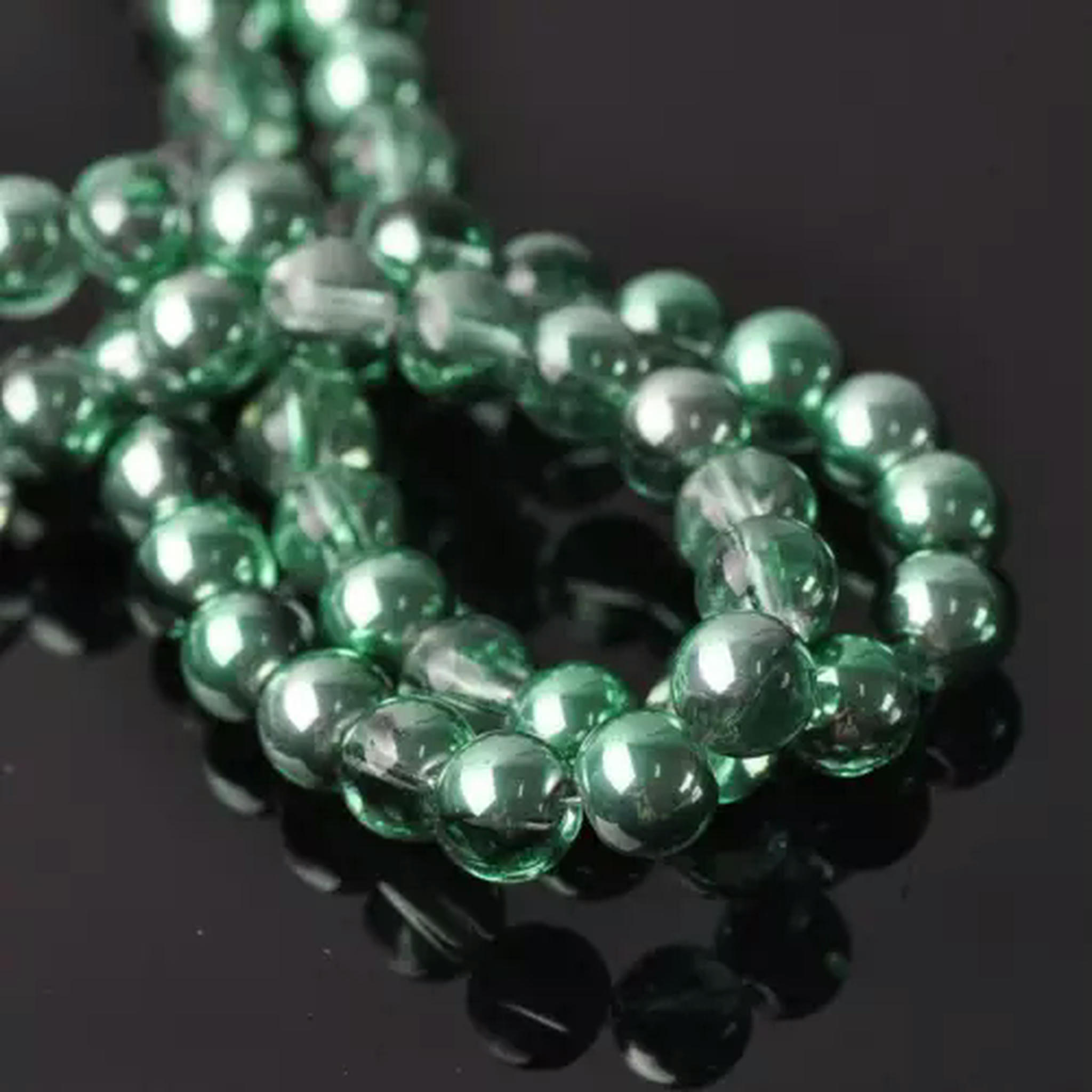 U8MO 4mm 6mm 8mm Round Metallic Color Plated Smooth Crystal Glass Loose ...