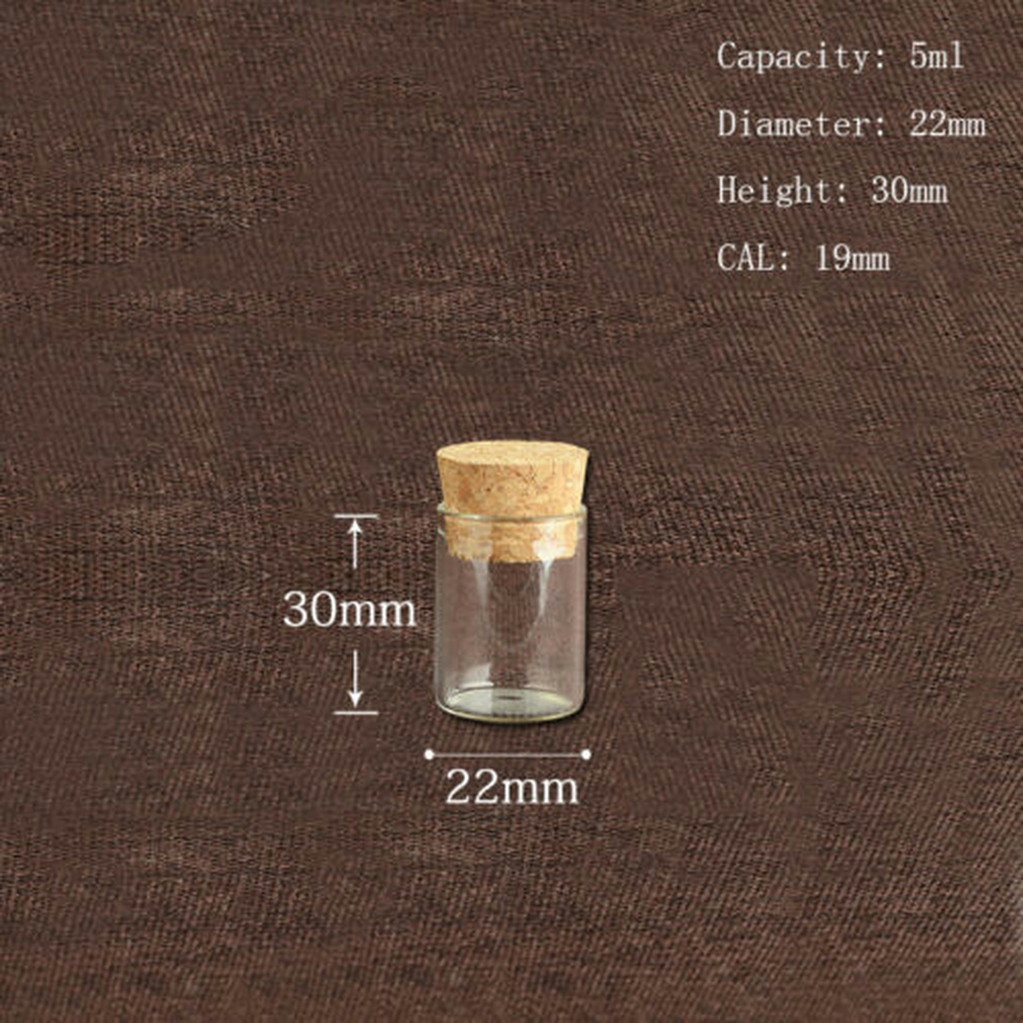 U8MO 5~22ml Glass Vial Jars Transparent Bung Test Tube Bottle Crafts ...