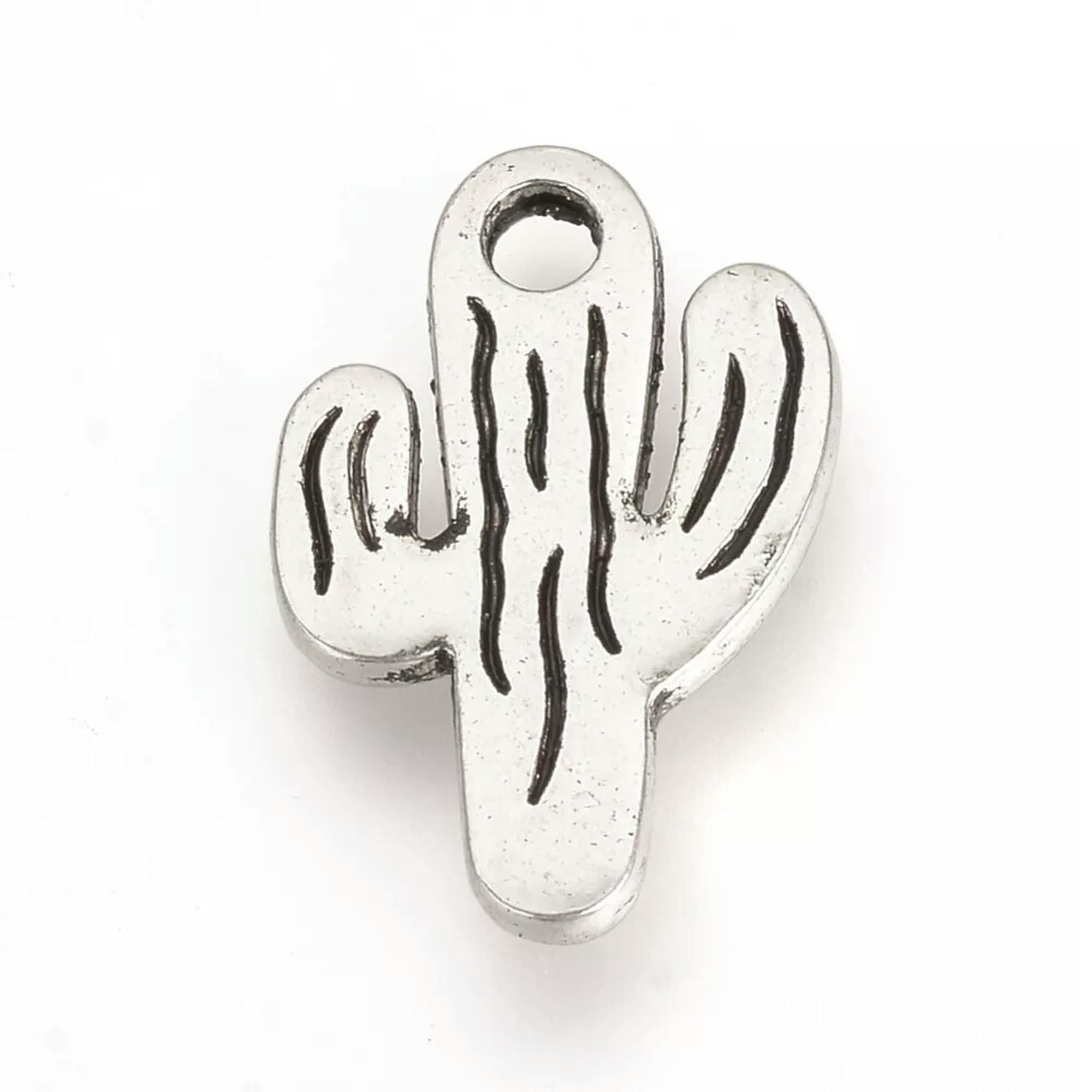 U8MO 5 Cactus Charms Antique Silver Tone Western Desert Pendants 20mm ...