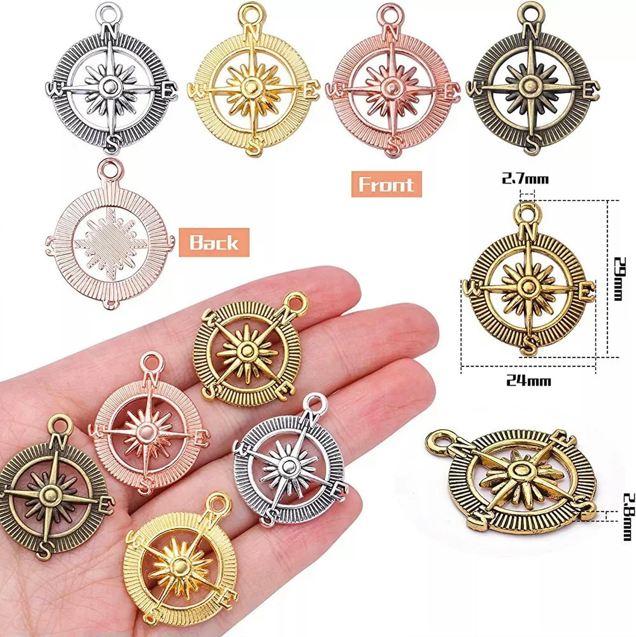 U8MO 5 Compass Charms Pendants Rose Gold Bronze Tone Captain of My Soul ...