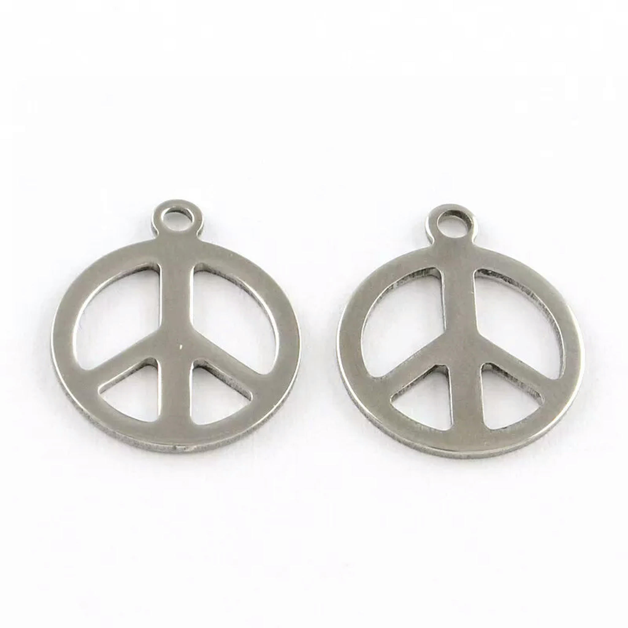 U8MO 5 Peace Sign Charms Silver Stainless Steel World Peace Jewelry ...
