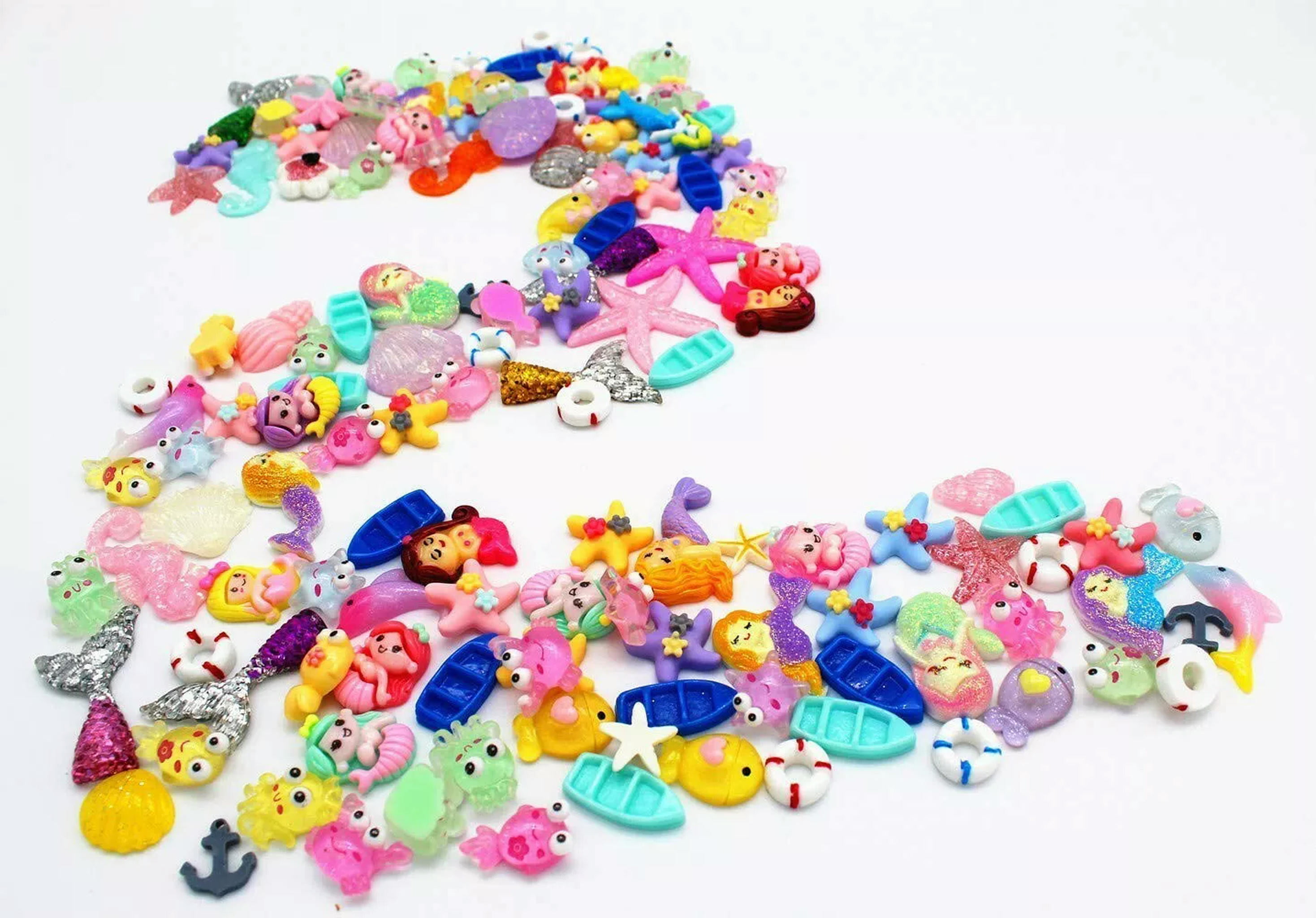 U8MO 5 Resin Cabochons Ocean Slime Charms Mermaid Assorted Lot Mixed ...