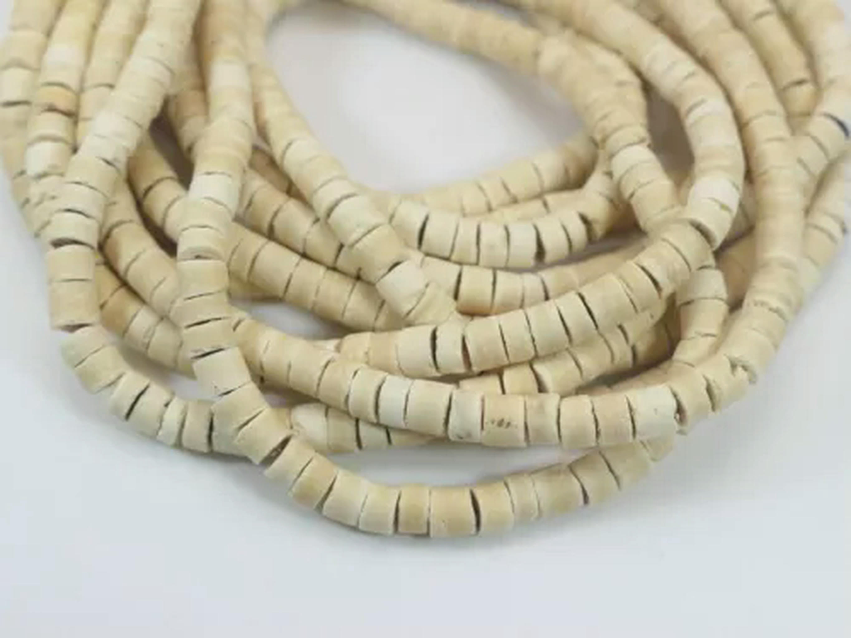 U8MO 5 Strands of 22" Natural Coconut Column Heishi Beads 5mm Various ...