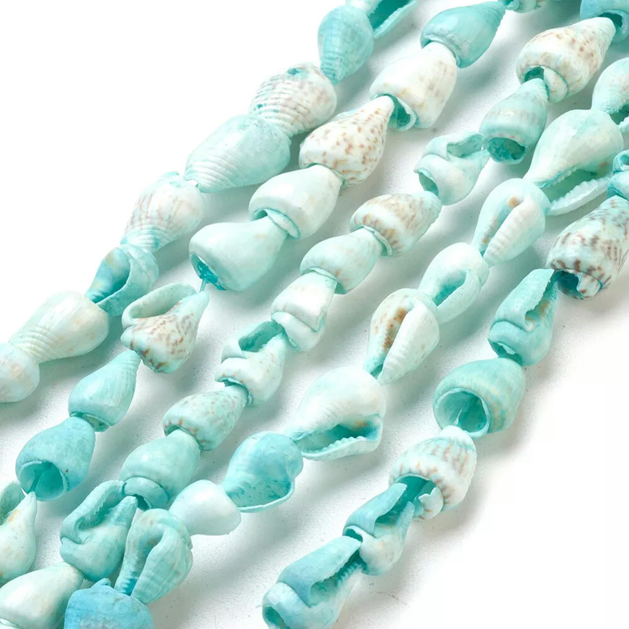 U8MO 5 Strd 6mm Aquamarine Spiral Shell Beads Beach Sea Shell Bead ...