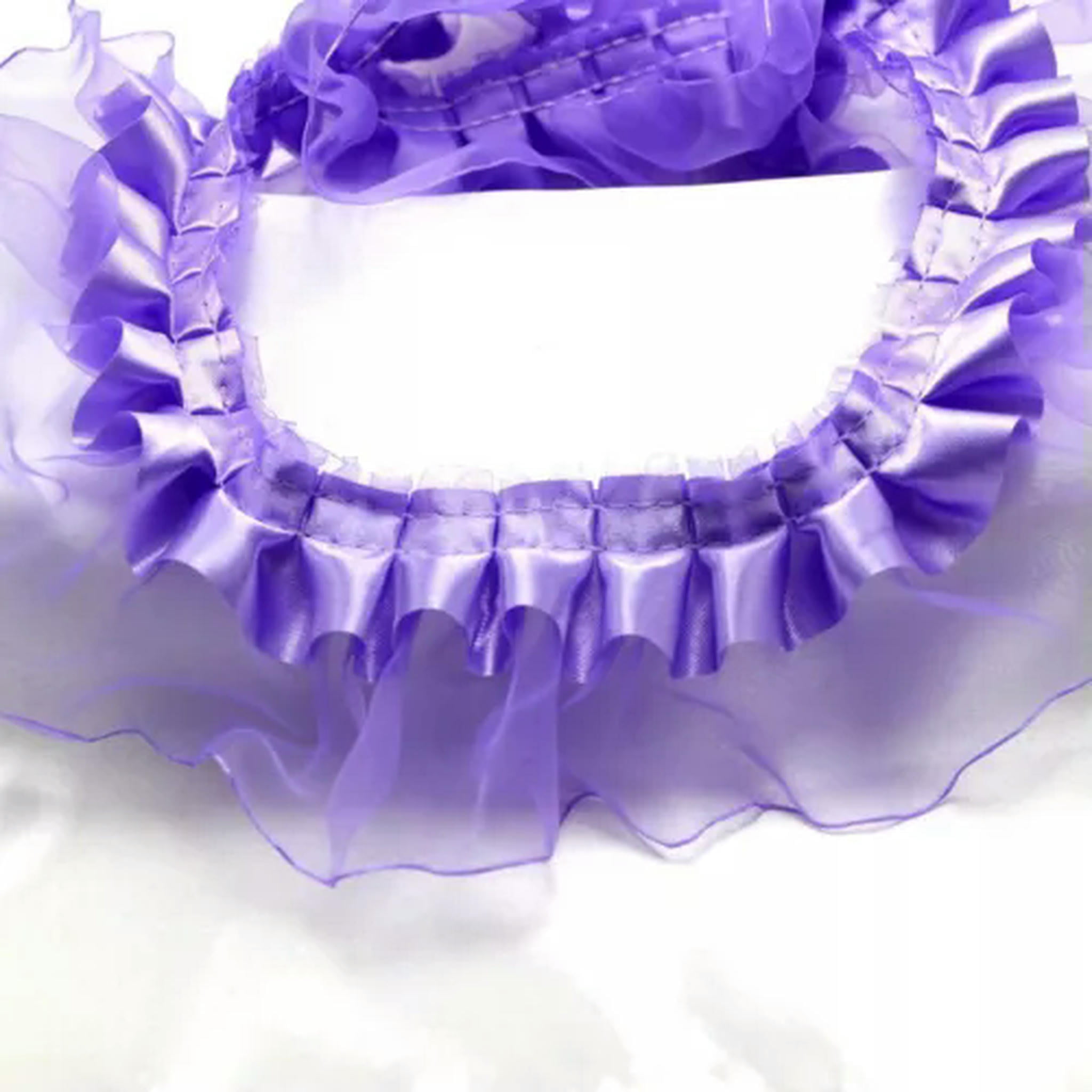 U8MO 5 Yards 2-Layer Satin Organza Lace Ruffle Edge Trim 2" Sewing ...