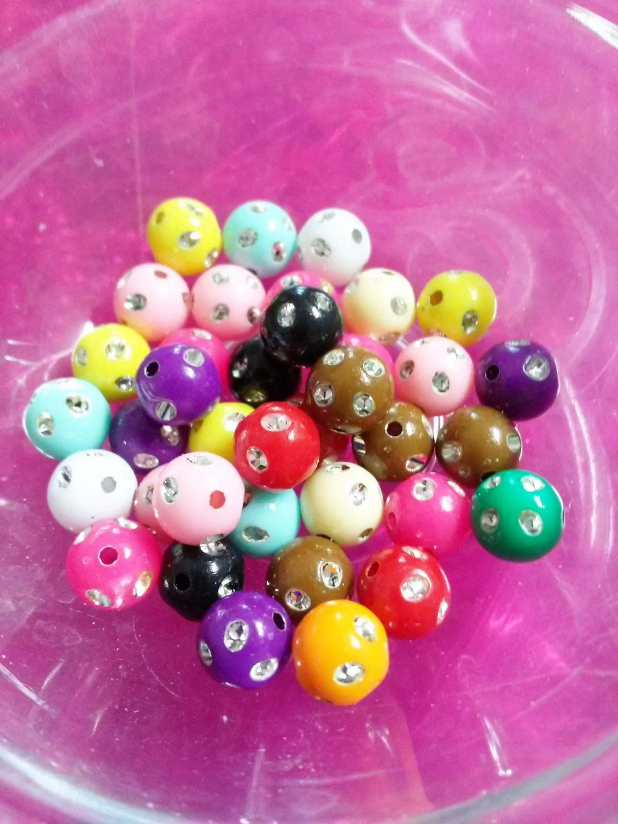 U8MO 50 Acrylic Beads BULK Assorted Lot 8mm Metal Enlaced Polka Dot ...
