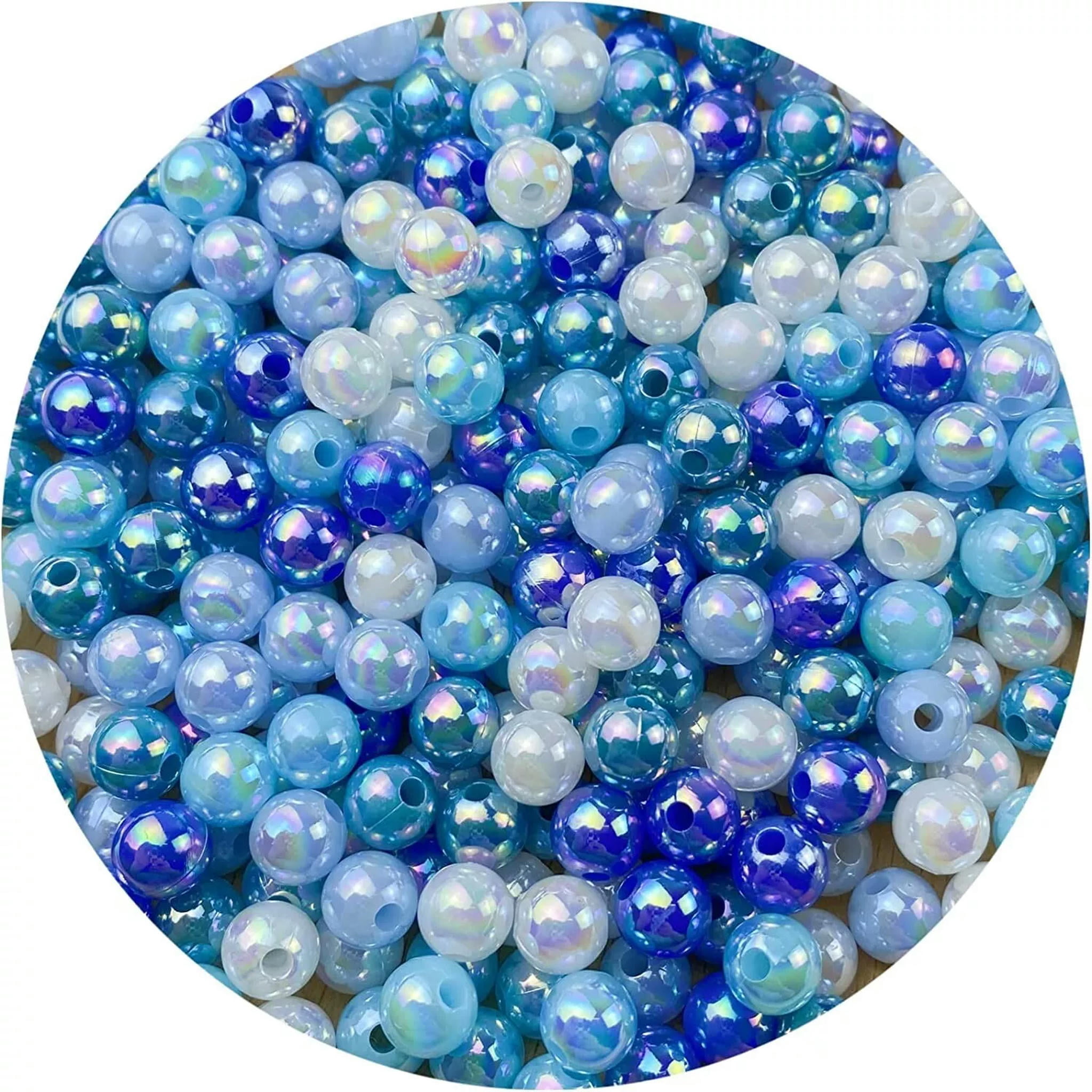 U8MO 50 Acrylic Pearl Beads 8mm Assorted Blue Ocean Lot BULK Jewelry ...