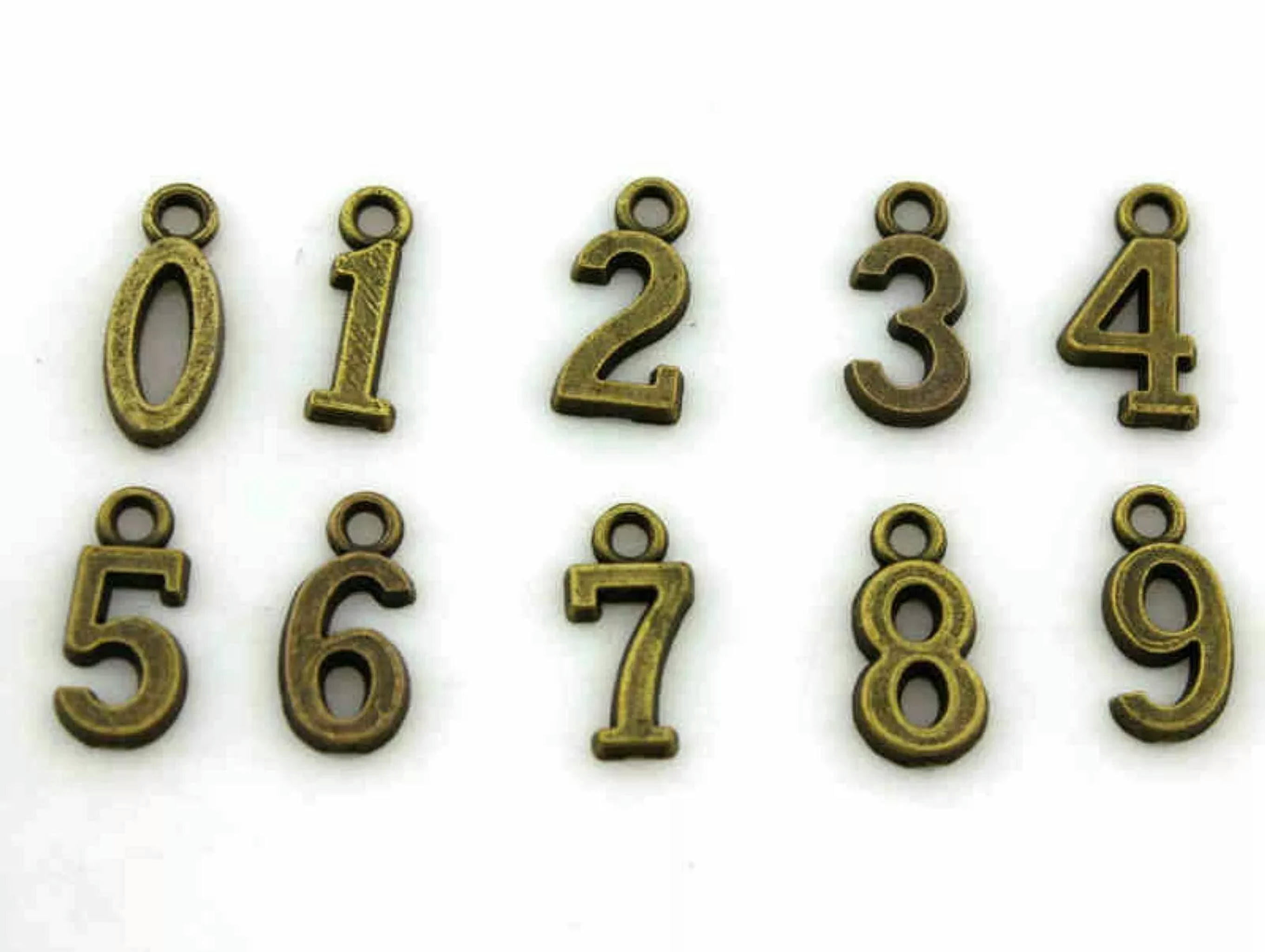 U8MO 50 Bronze Tone Alloy Number "0-9" Charm Pendants Craft Jewelry ...