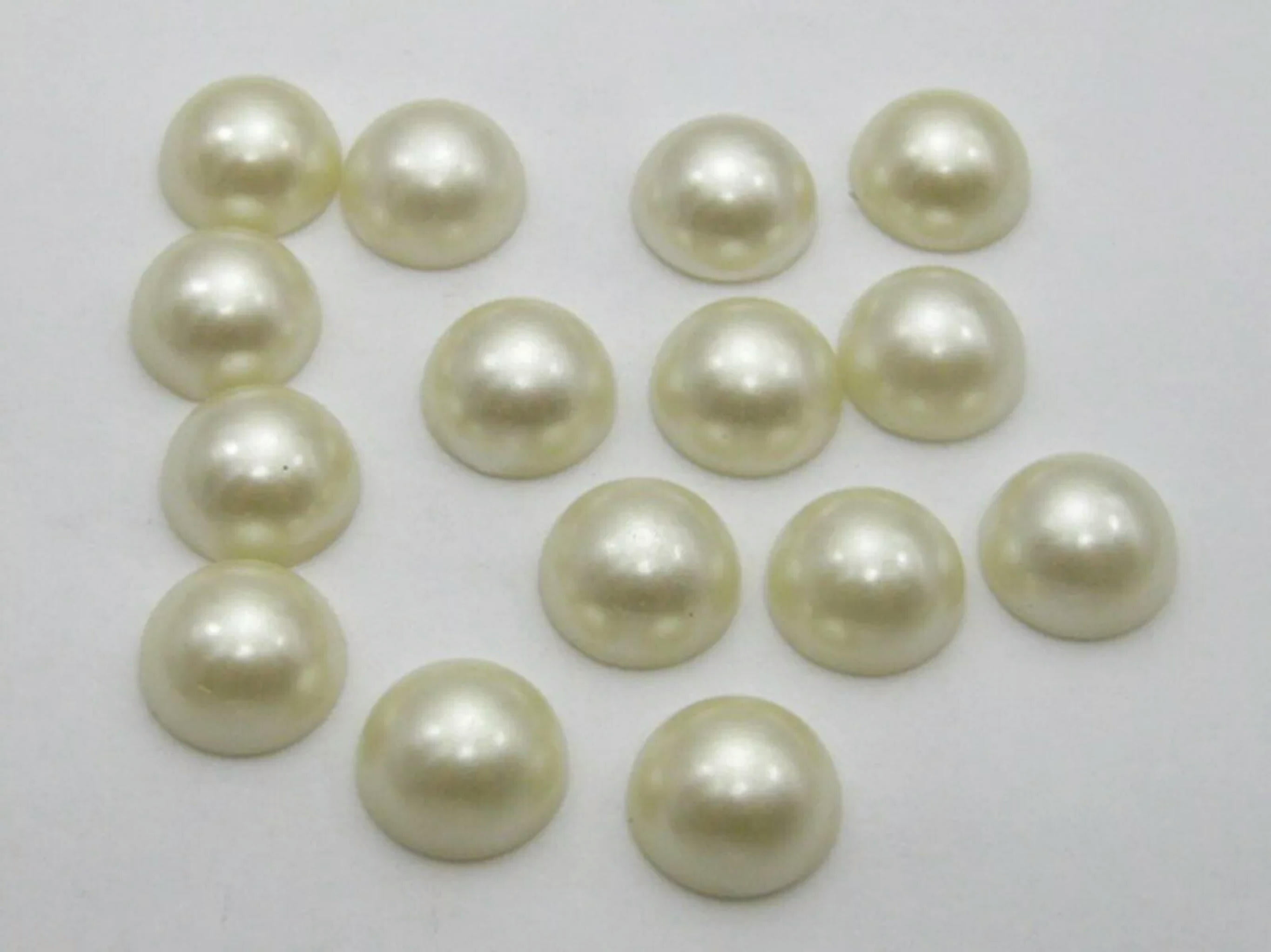 U8MO 50 Ivory Flatback Half Pearl Bead 16mm Flat Back Cabachons ...