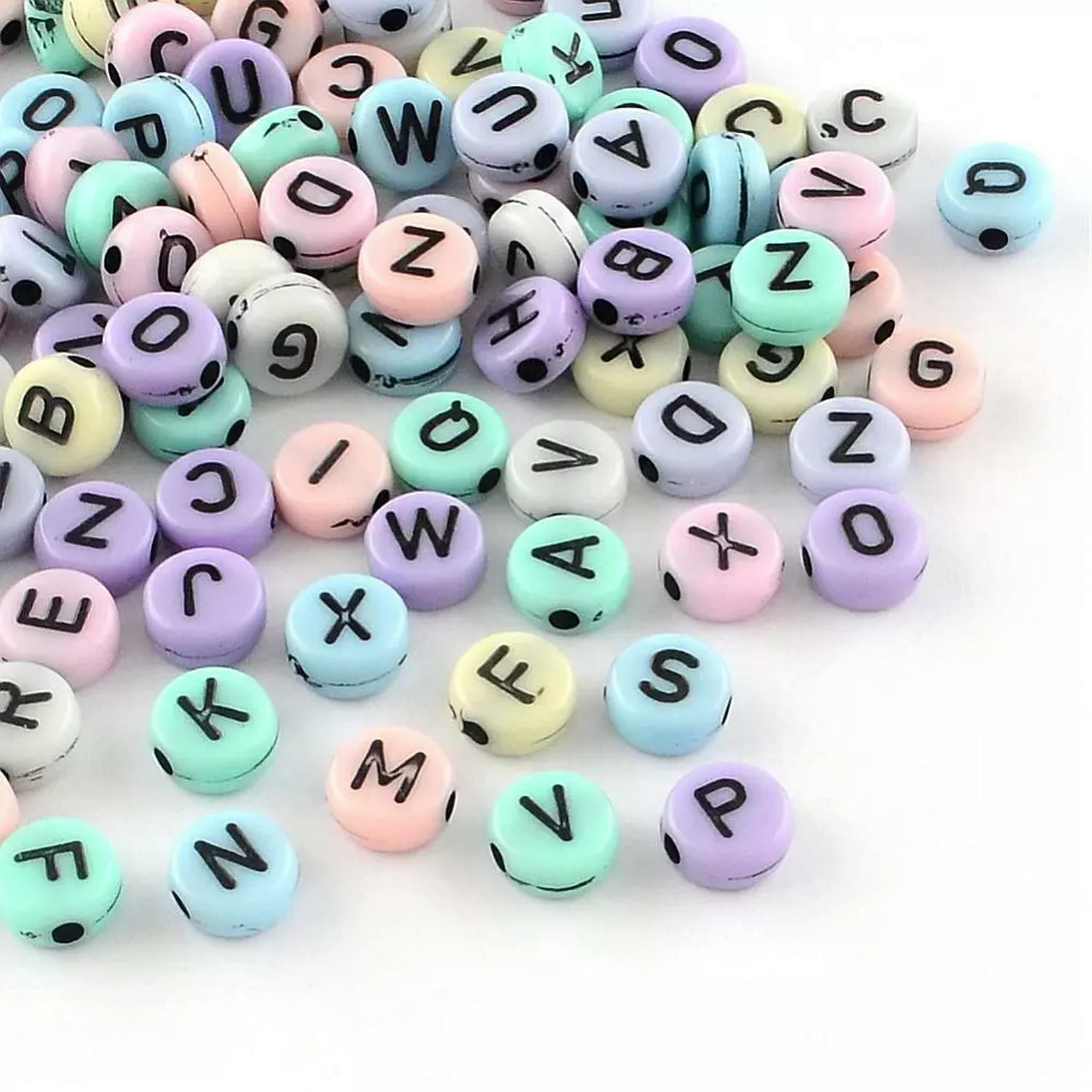 U8MO 50 Letter Beads Alphabet Beads Pastel Bulk Beads Wholesale 7mm Flat Assorted Lot - Walmart.com