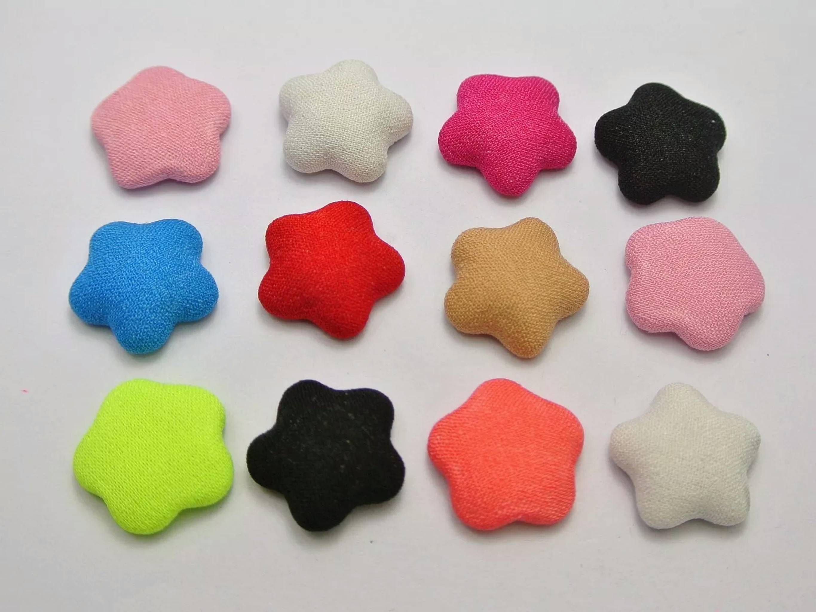 U8MO 50 Mixed Color Flatback Fabric Covered Buttons Star 16mm Cabochon ...