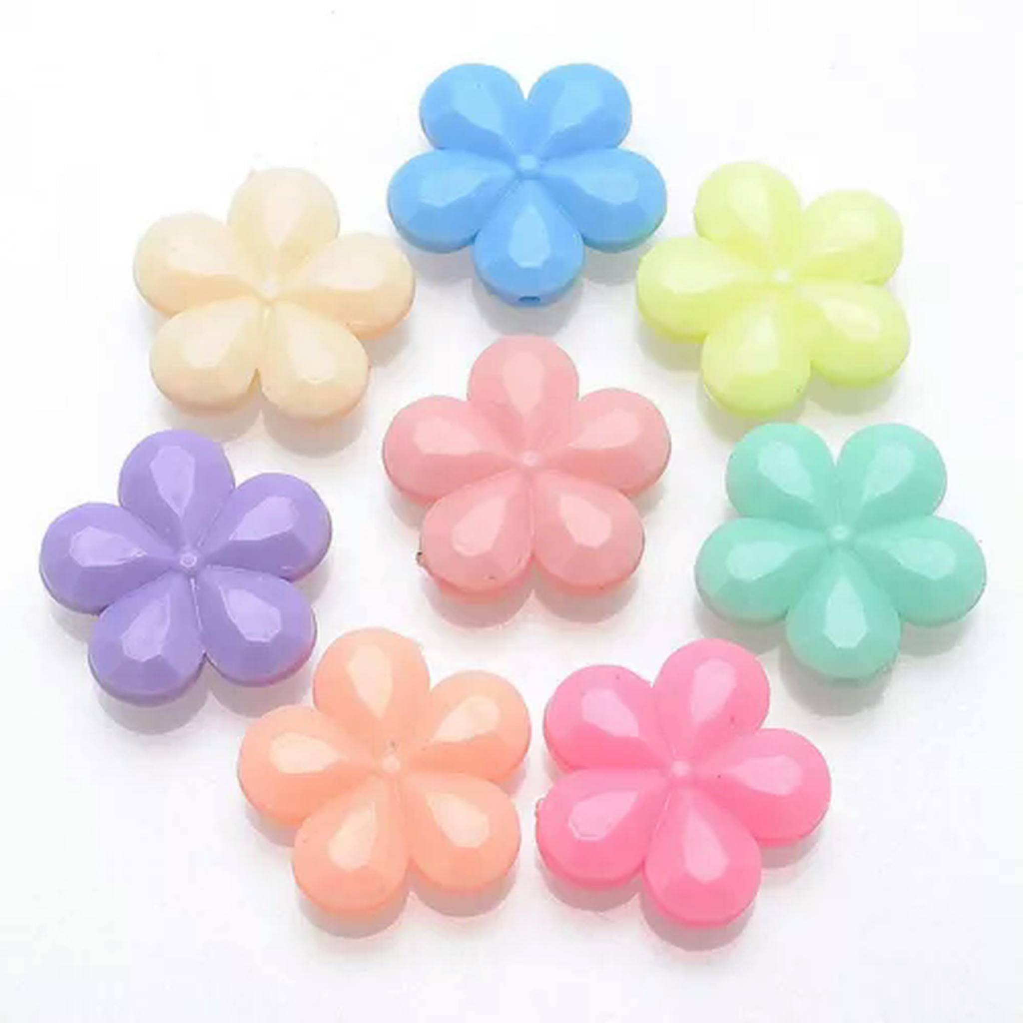 U8MO 50 Mixed Pastel Color Acrylic Various Shape Beads Flower Star ...