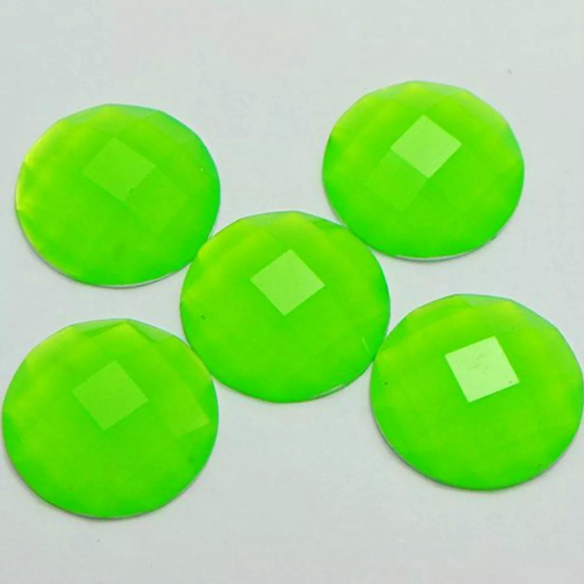 U8MO 50 Neon Green Color Flatback Acrylic Round Rhinestone Gems 20mm No ...
