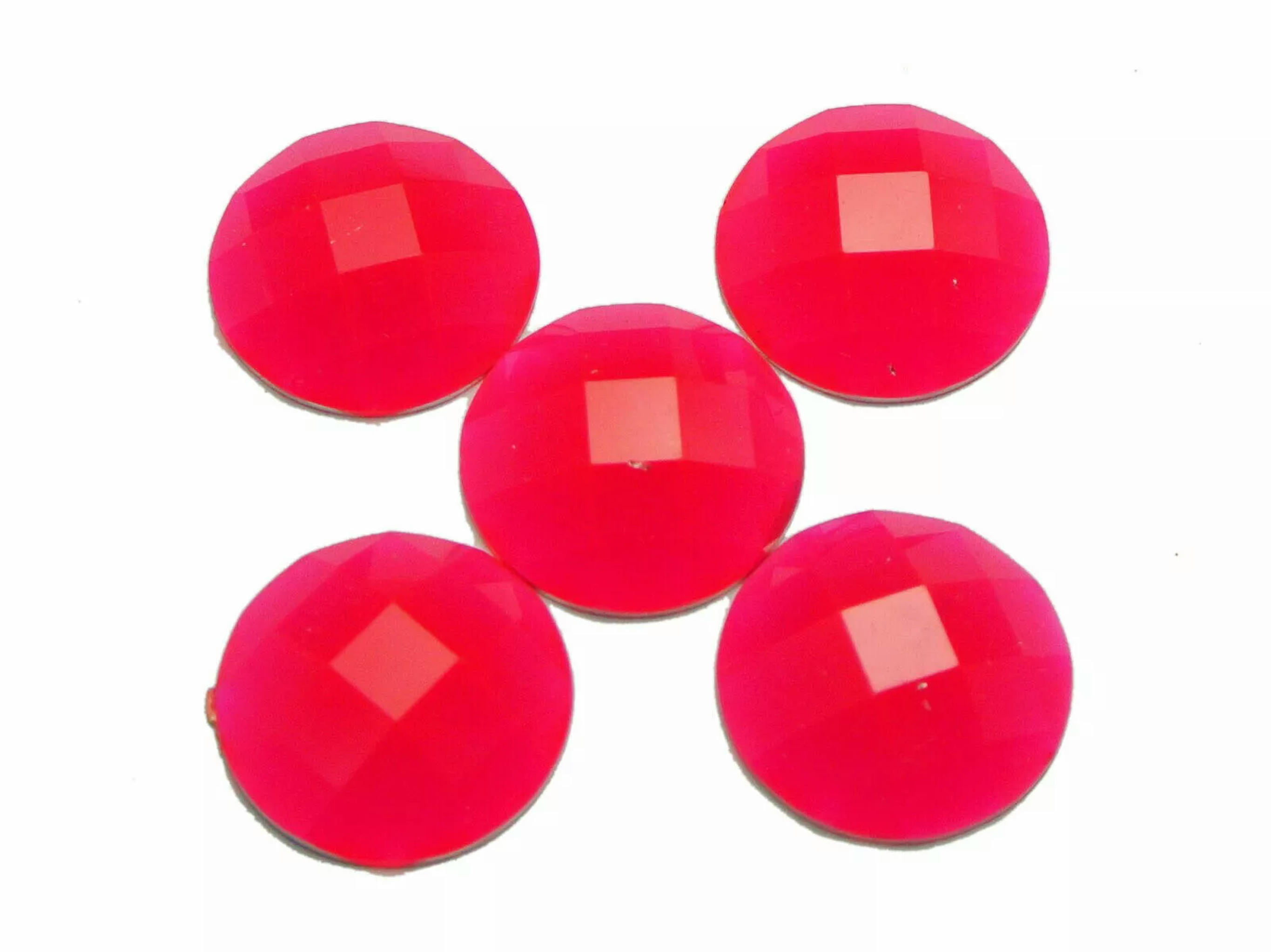 U8MO 50 Neon Hot Pink Color Flatback Acrylic Round Rhinestone Gems 20mm ...