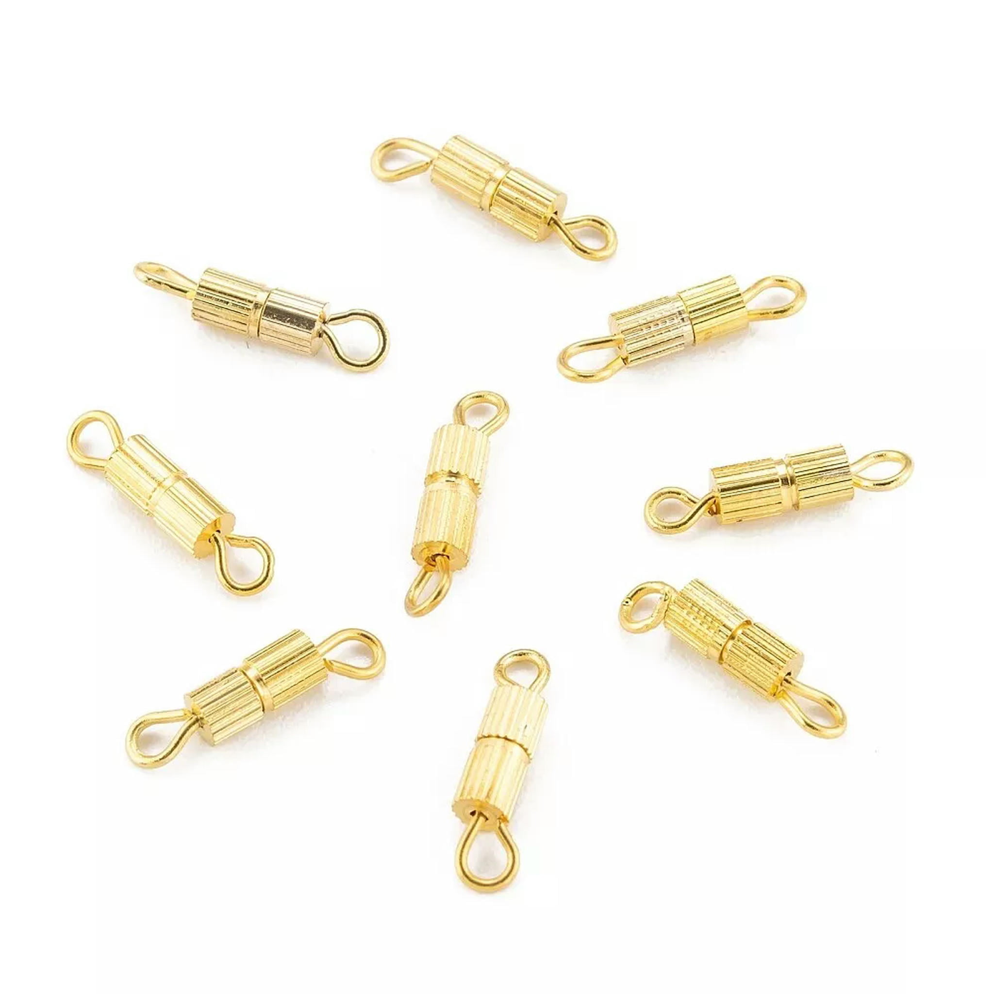 U8MO 50 Sets Barrel Tube Screw Clasps with Loops for Lanyard Jewelry ...