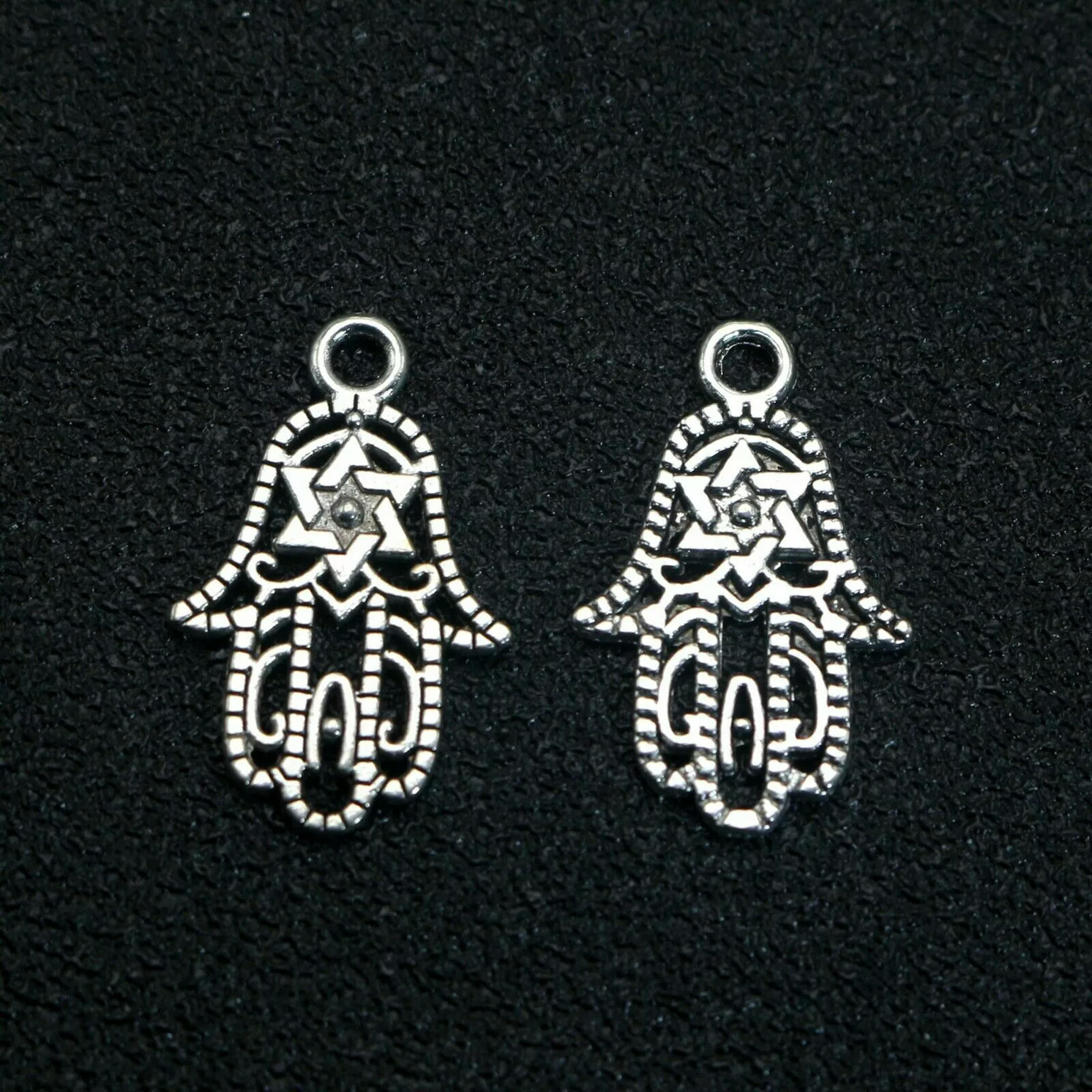U8MO 50 Tibet Silver Tone Hamsa Hand "Star of David" Charm Pendants ...