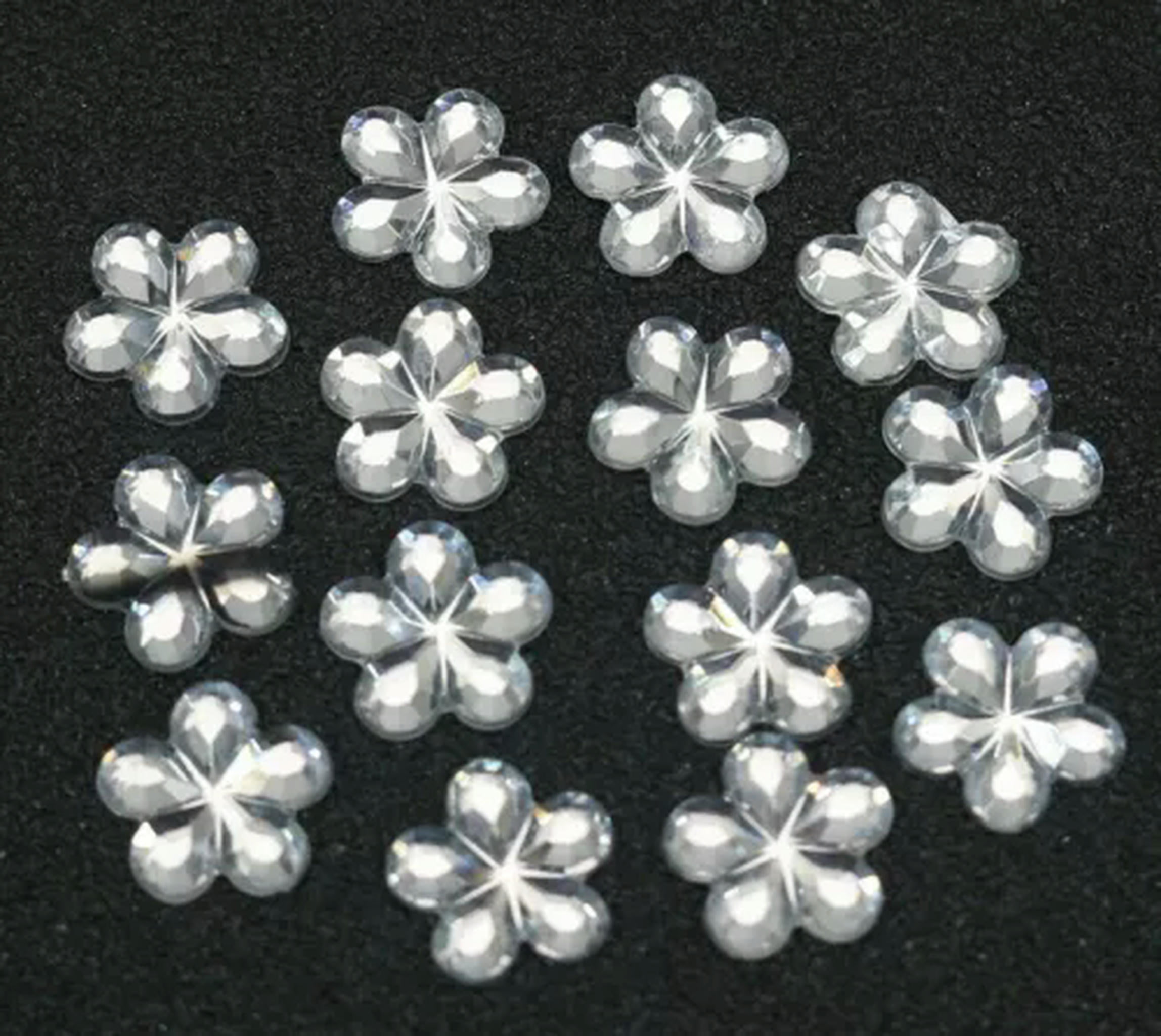 U8MO 500 Flatback Flower Rhinestone Gems 10mm Cabachons Embellishments ...