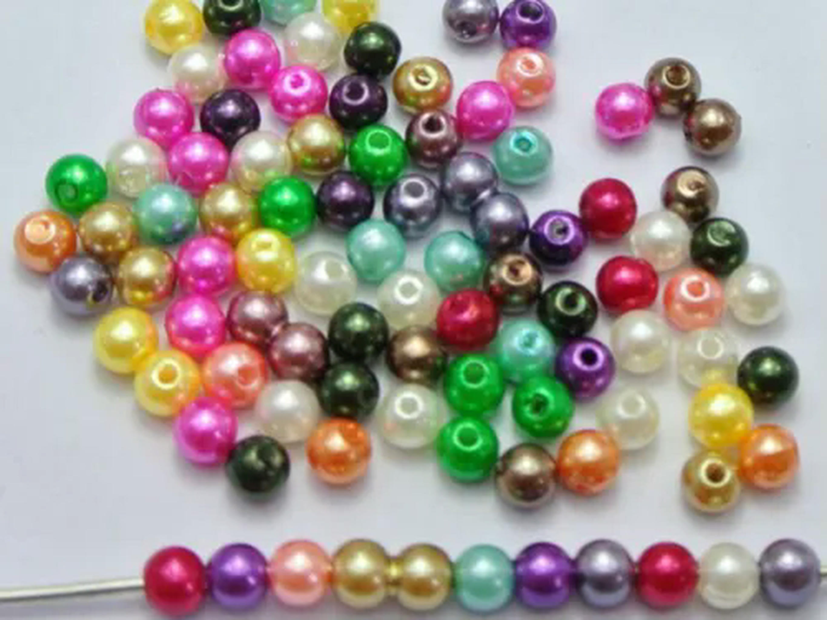 U8MO 500 Pcs 6mm Plastic Faux Pearl Round Beads Imitation Pearl Color ...