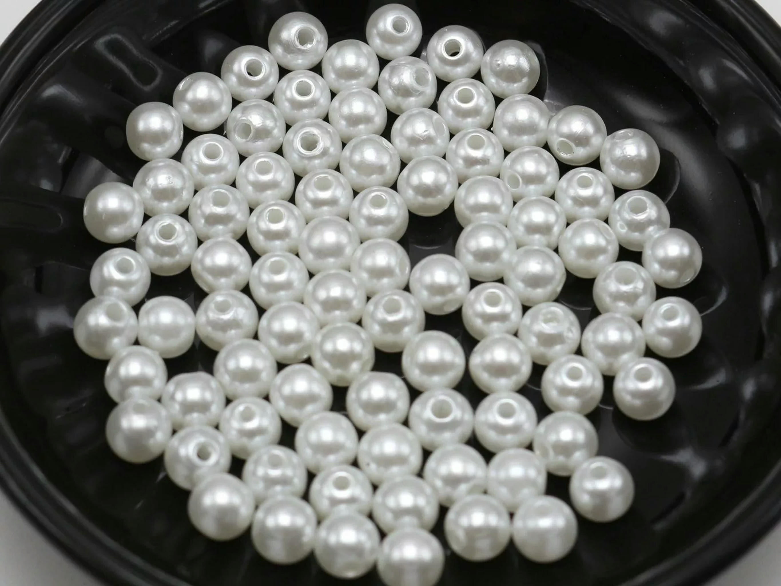 U8MO 500 Pcs 6mm Plastic Faux Pearl Round Beads Pure White Imitation ...