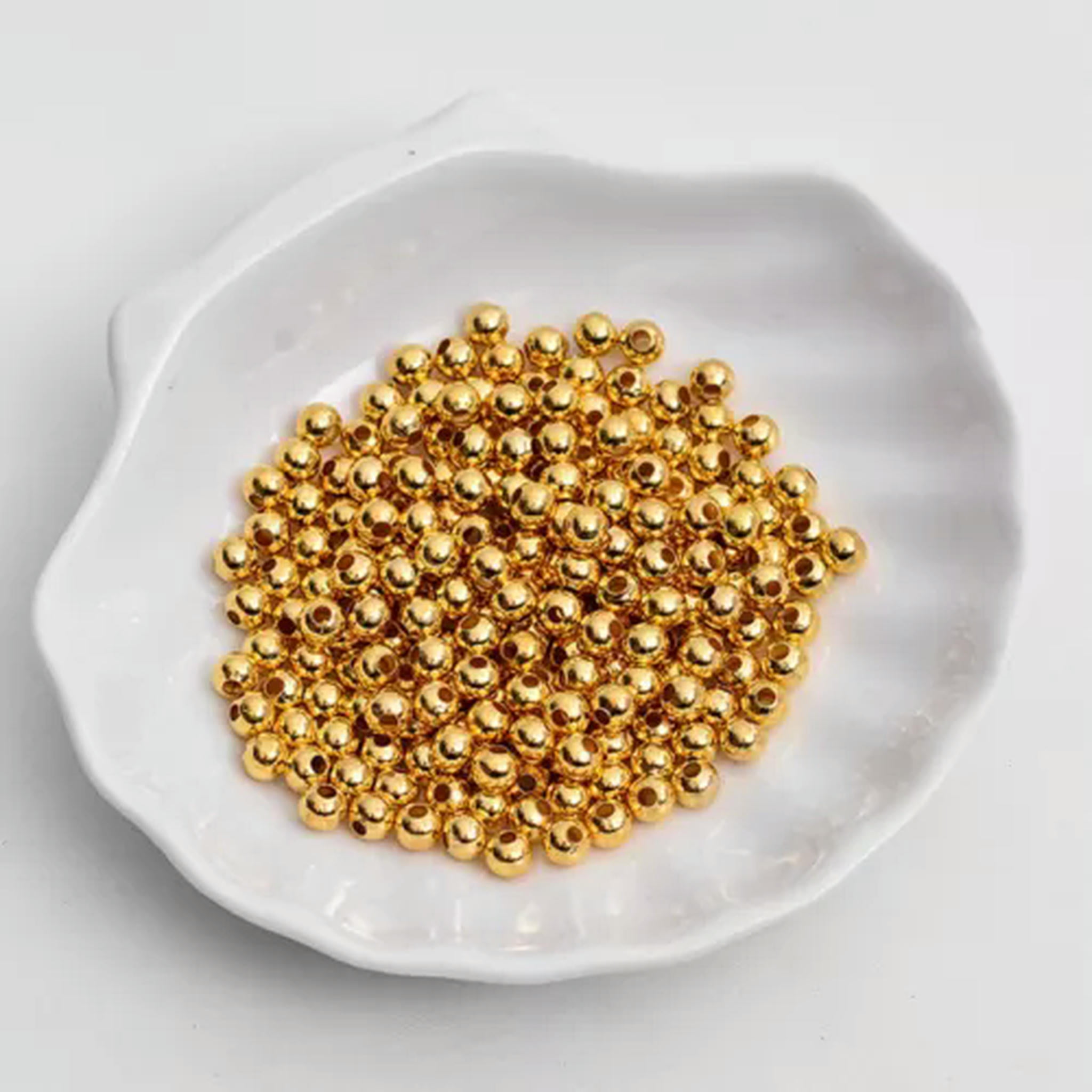 U8MO 500 Pcs Metal Small Round Beads 4.0mm Mini Smooth Ball Spacer ...