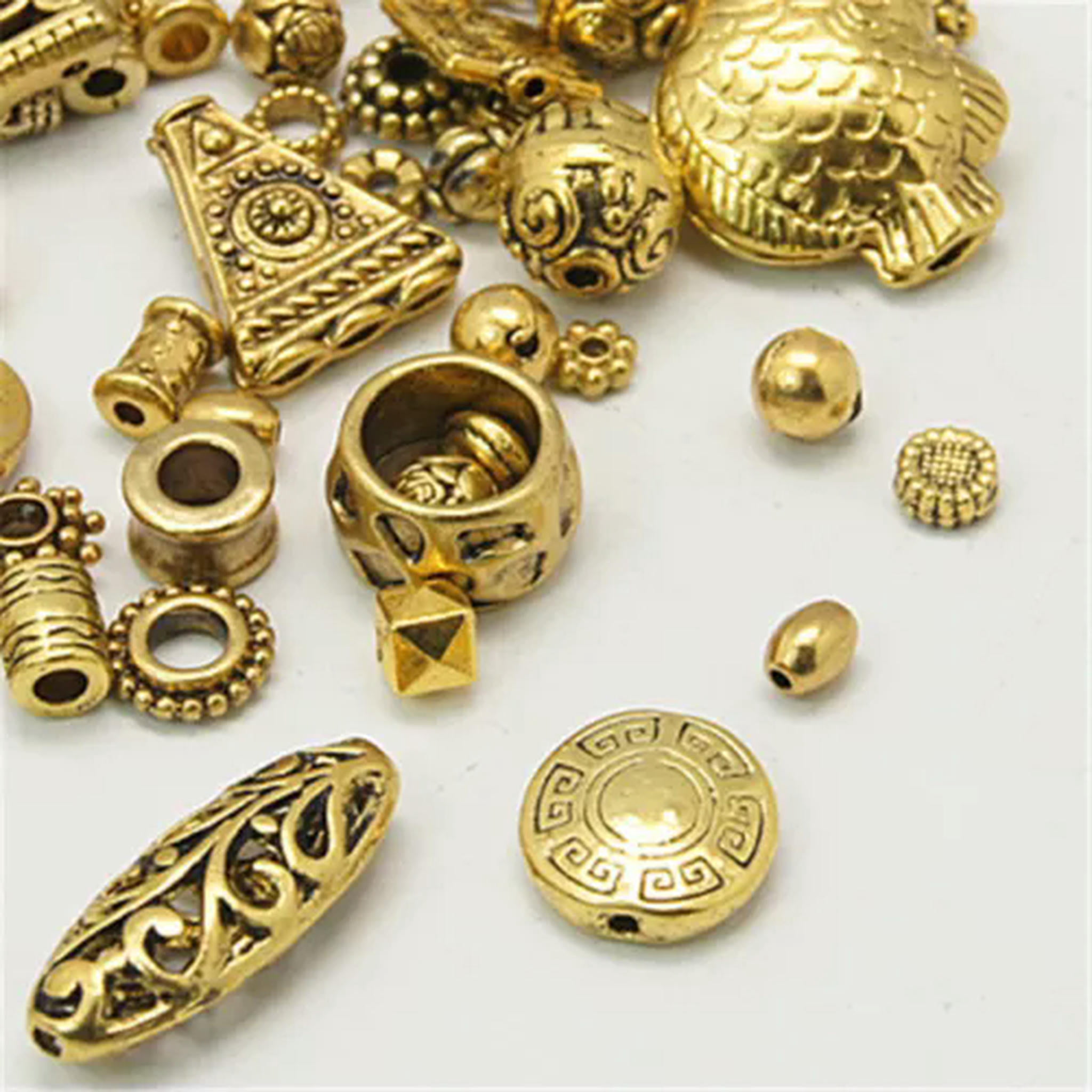 U8MO 500g Assorted Tibetan Alloy Metal Beads Antiqued Loose Spacers 4 ...