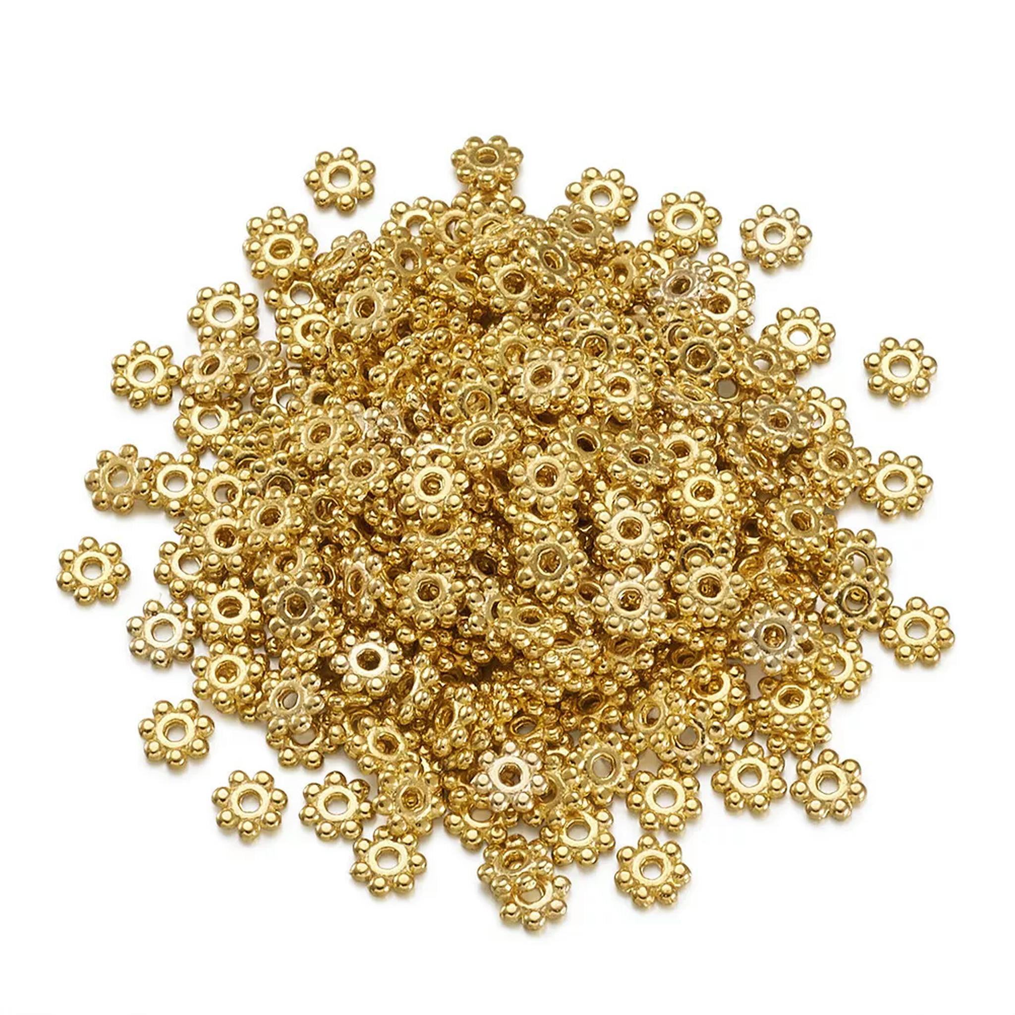 U8MO 500pc Golden Alloy Flower Spacer Beads Daisy Mini Spacer Craft ...