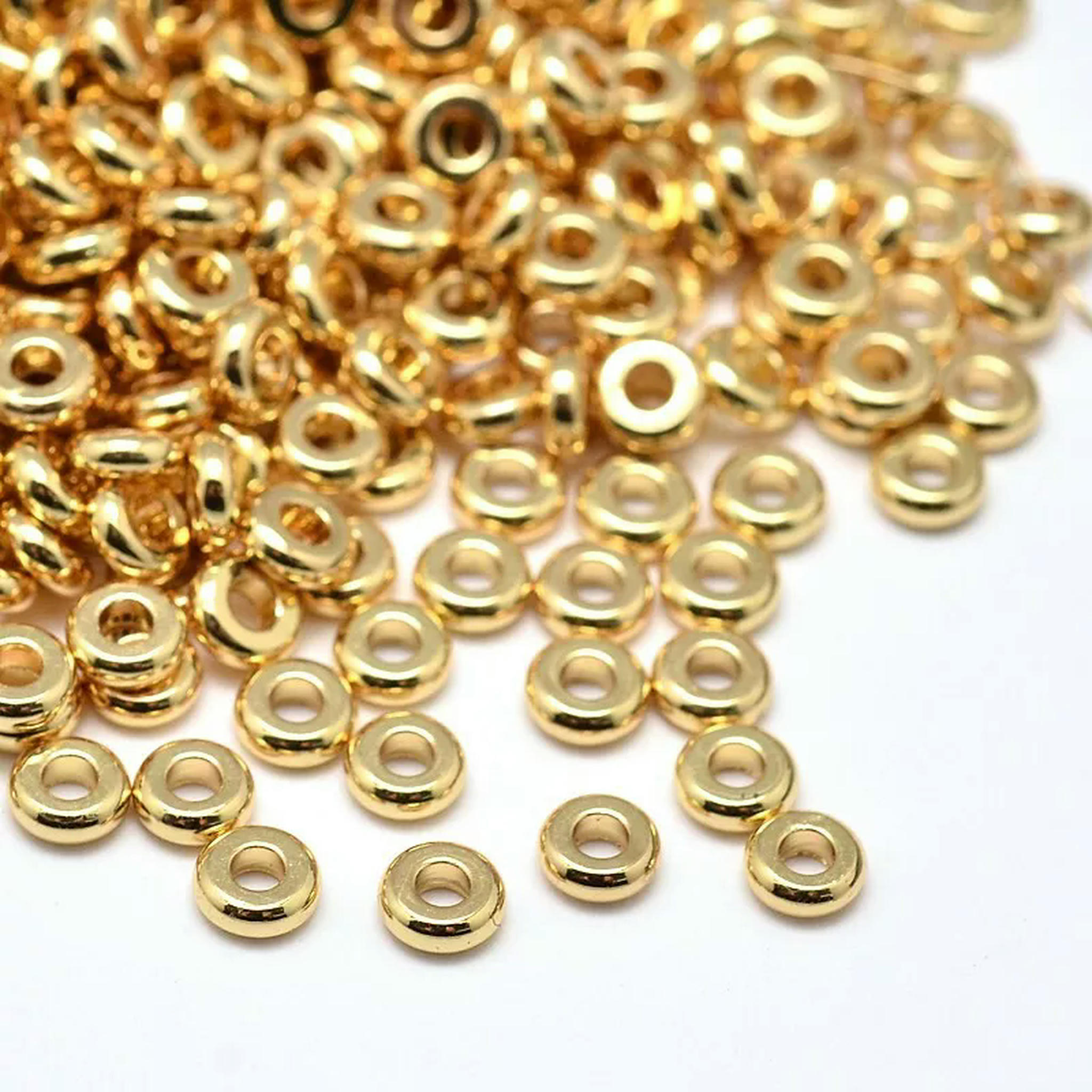 U8MO 500x Environmental Brass Flat Round Bead Spacers Golden 4x1.5mm ...