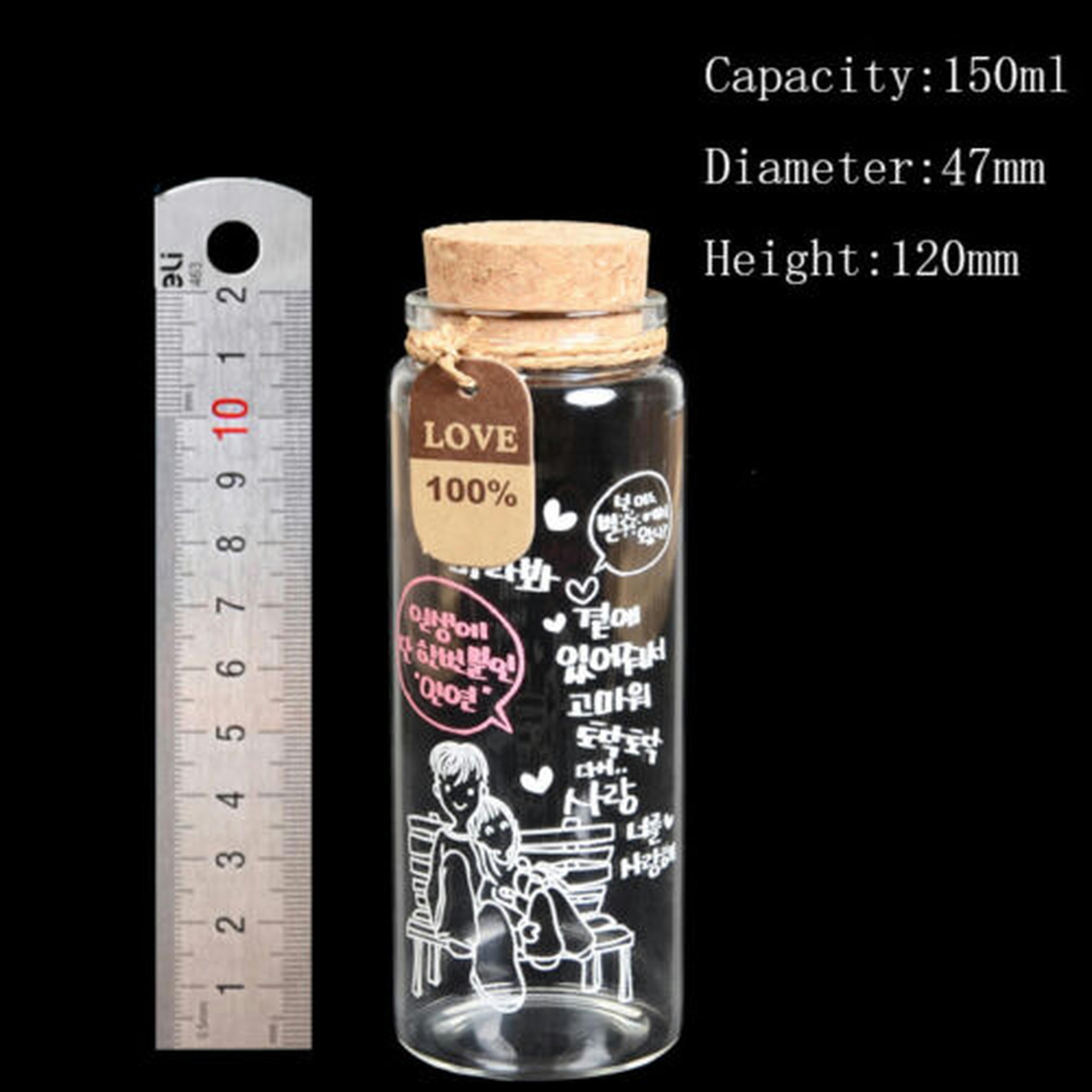 U8MO 50ml~150ml Cork Stopper Glass Vial Jars Containers Drift Wishing Bottle DIY-150ml 47*120mm ...