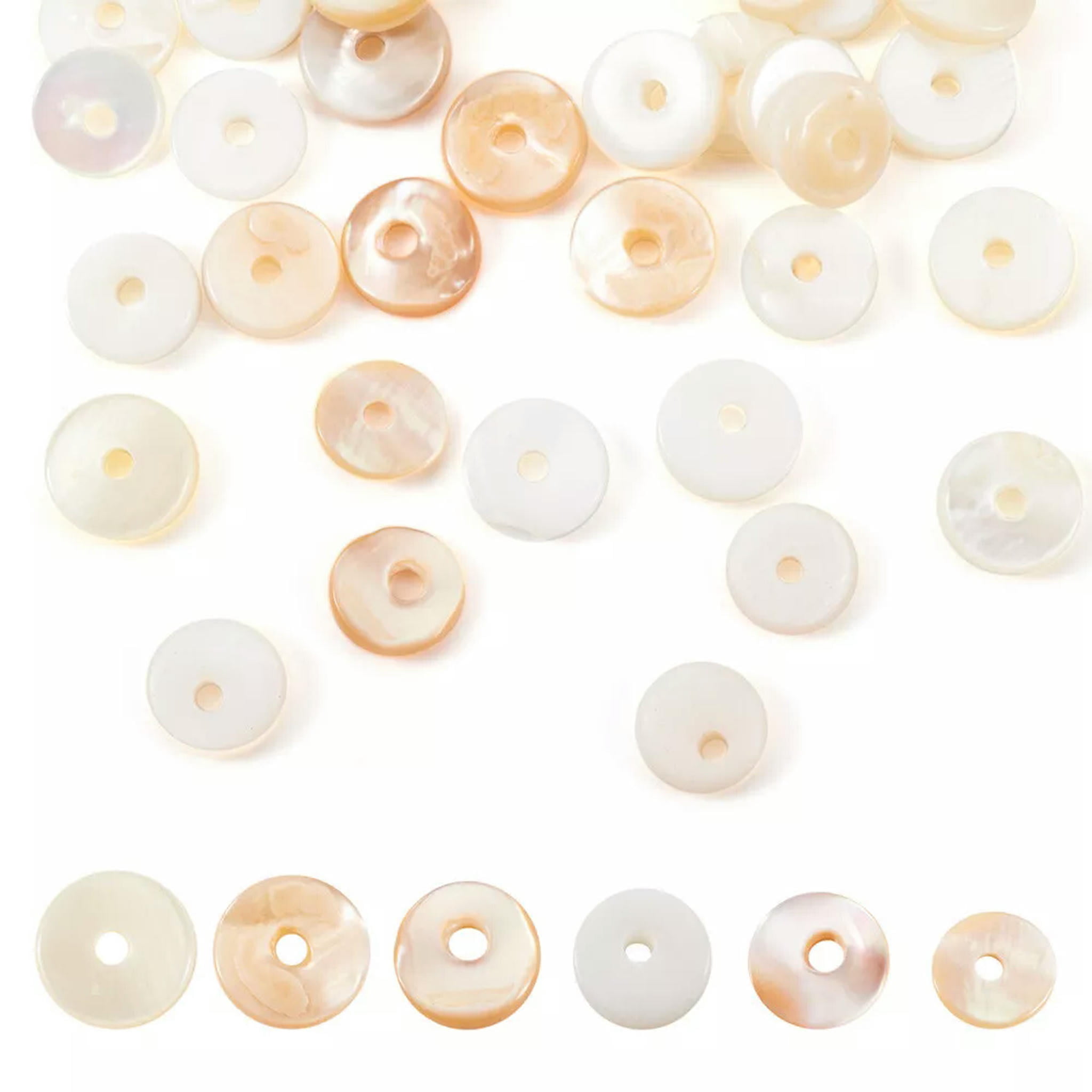 U8MO 50pc 6mm Flat Round Natural Freshwater Shell Disc Beads Pony ...