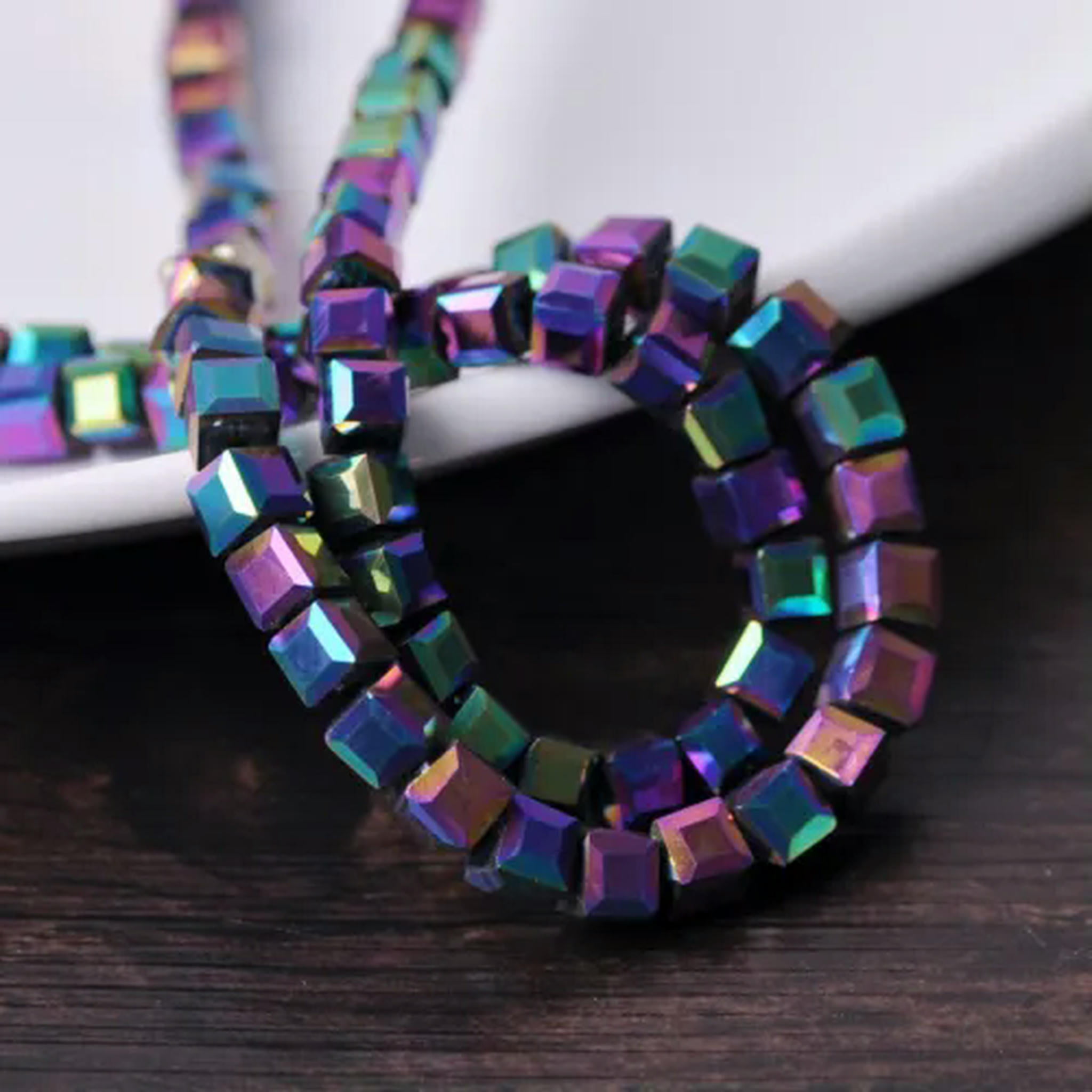 U8MO 50pcs 6mm Cube Faceted Cut Crystal Glass Loose Beads Lot for ...